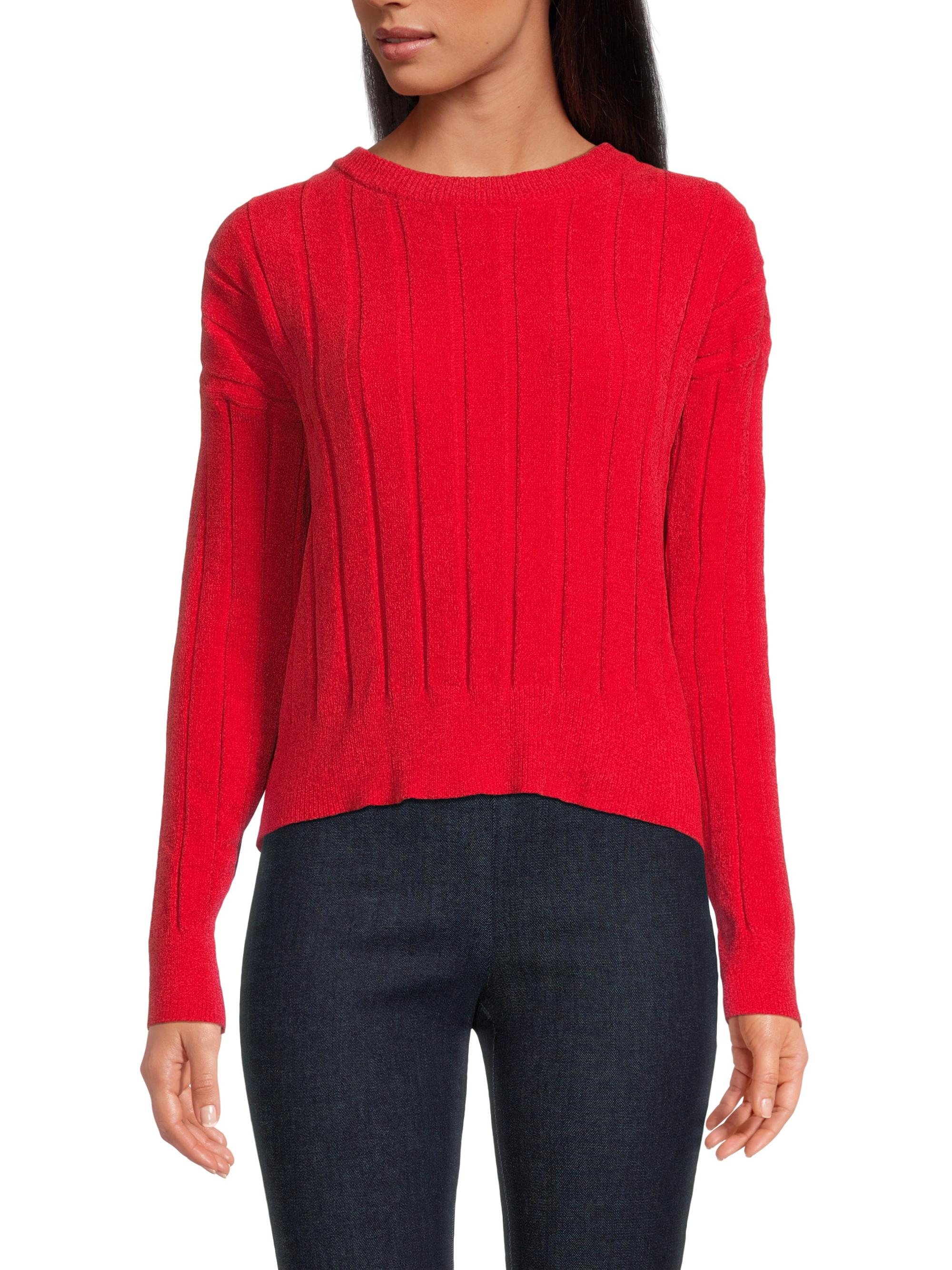 Click here for Dkny Womens Ribbed Drop Shoulder Sweater - Red Lig... prices