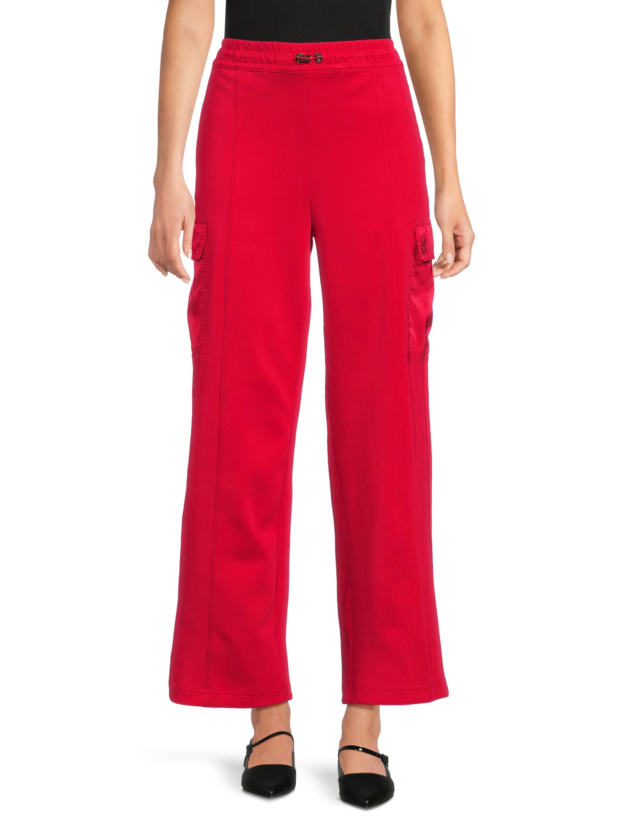 Click here for Dkny Womens Drawstring Cargo Wide-Leg Pants - Red... prices