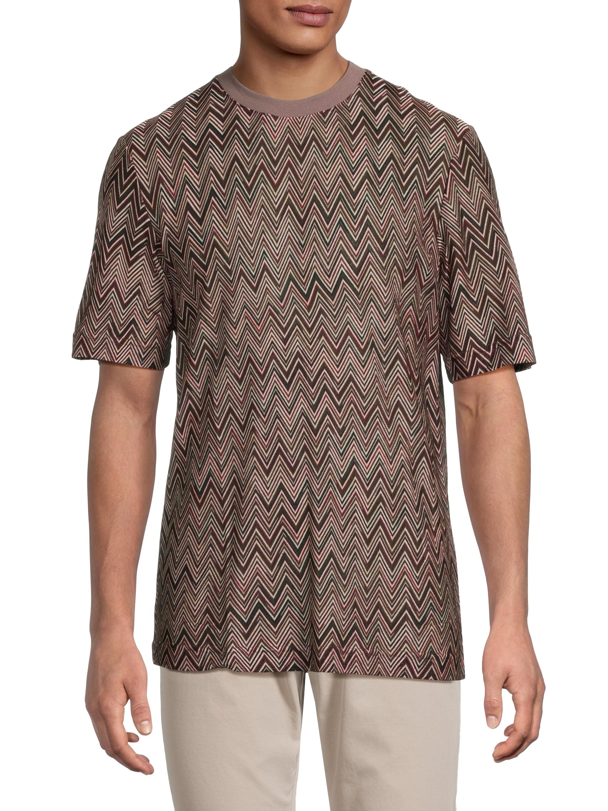 Click here for M Missoni Mens Zigzag Wool-Blend T-Shirt - Beige T... prices