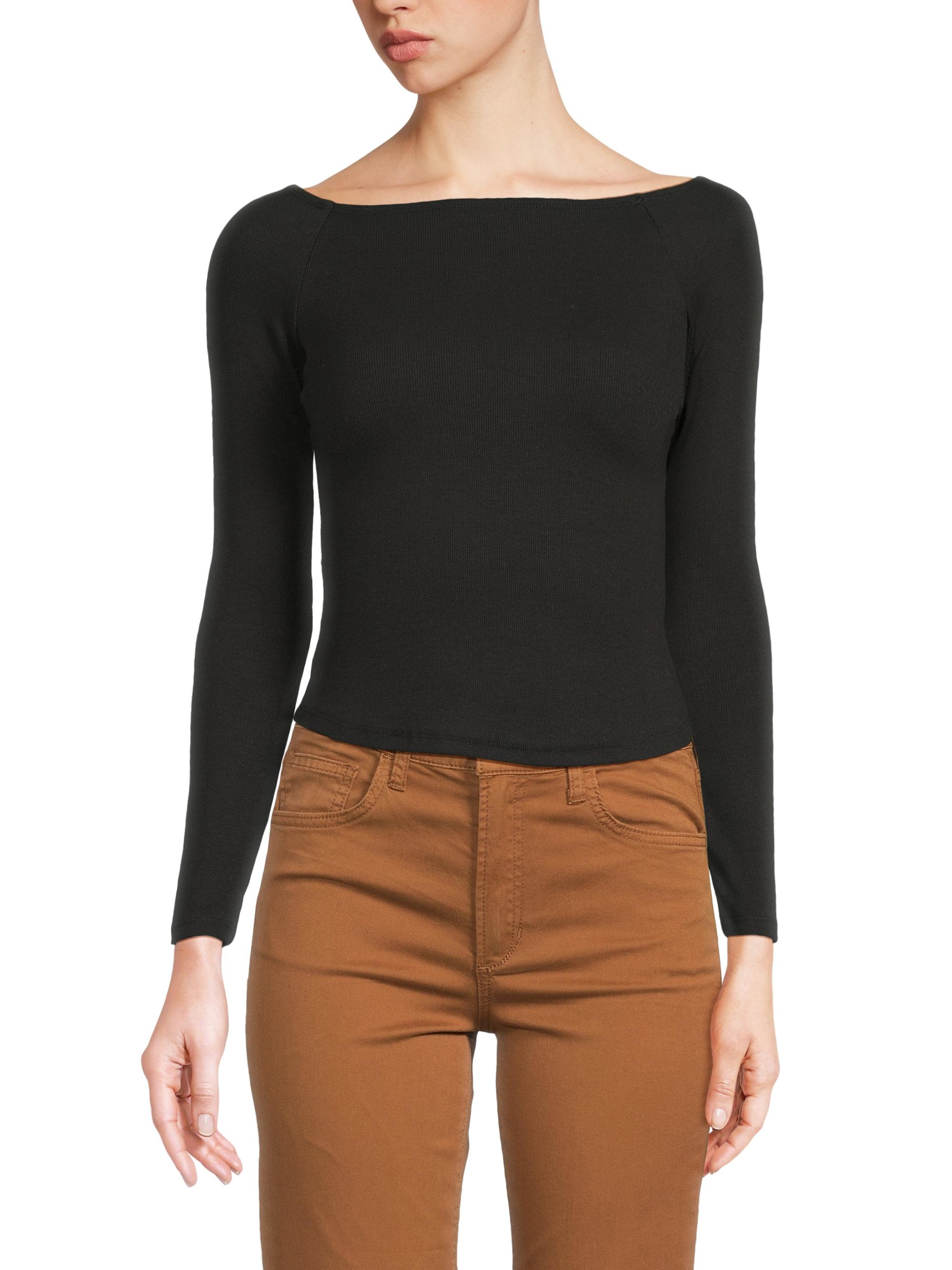 Click here for Joes Jeans Womens Solid Boat Neck Top - Black - Si... prices