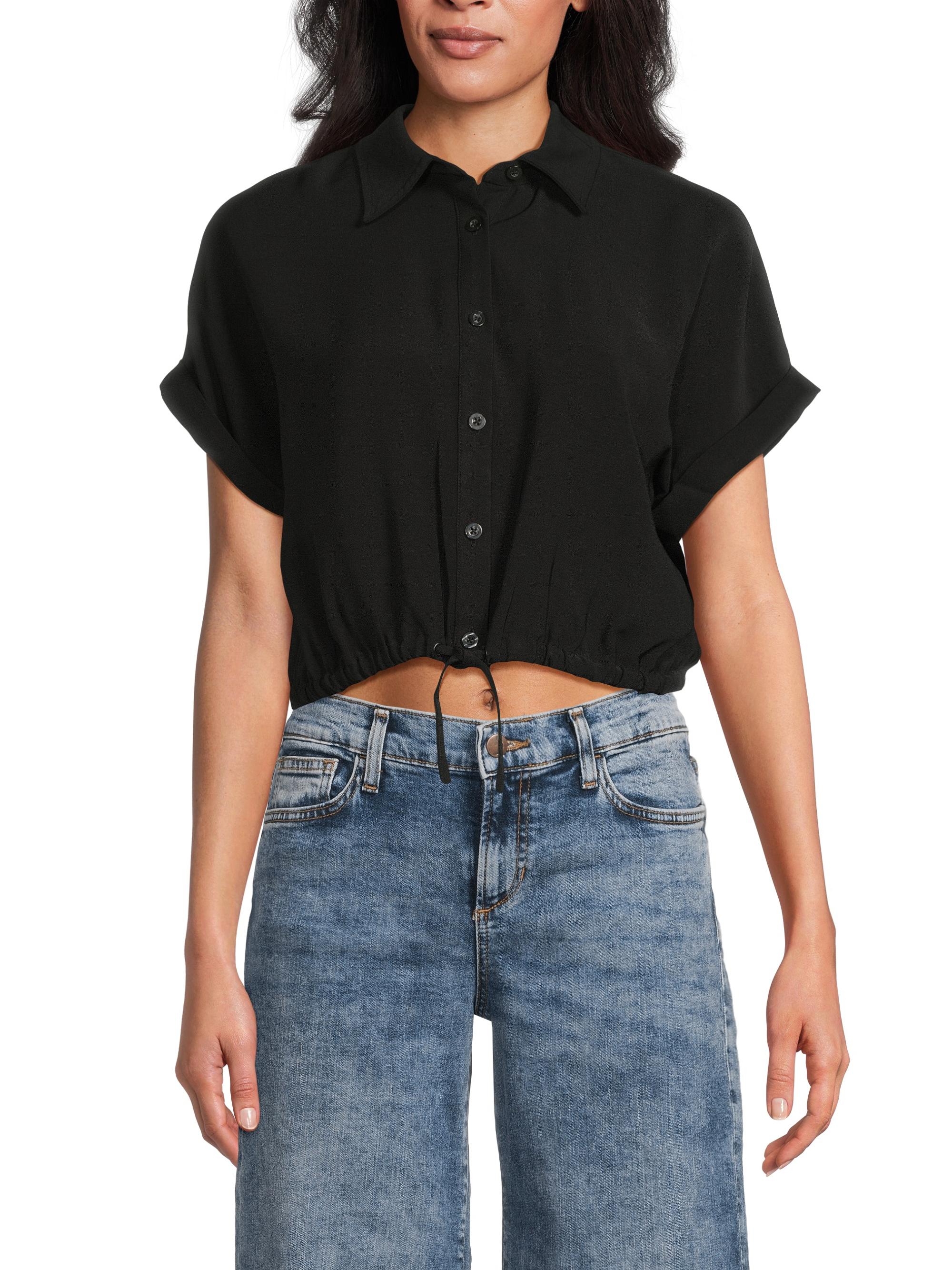 Click here for Hudson Jeans Womens Drawstring Waist Solid Shirt -... prices