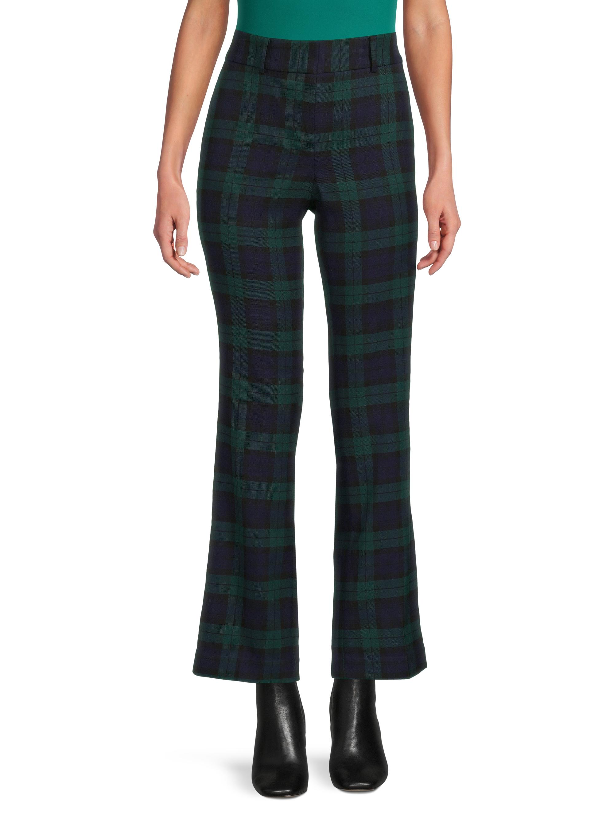 Click here for Tommy Hilfiger Womens Plaid Flared Pants - Navy Mu... prices
