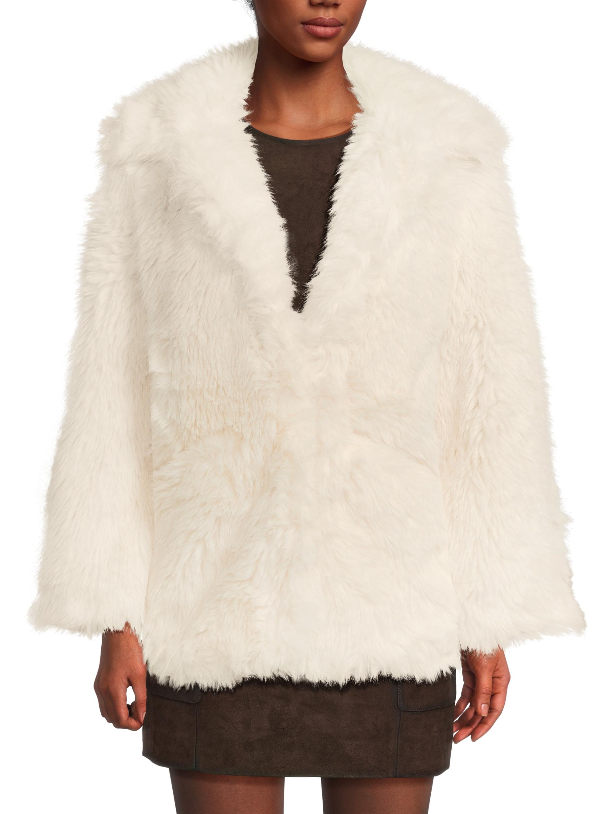 Click here for Walter Baker Womens Faux Fur Coat - Vanilla - Size... prices