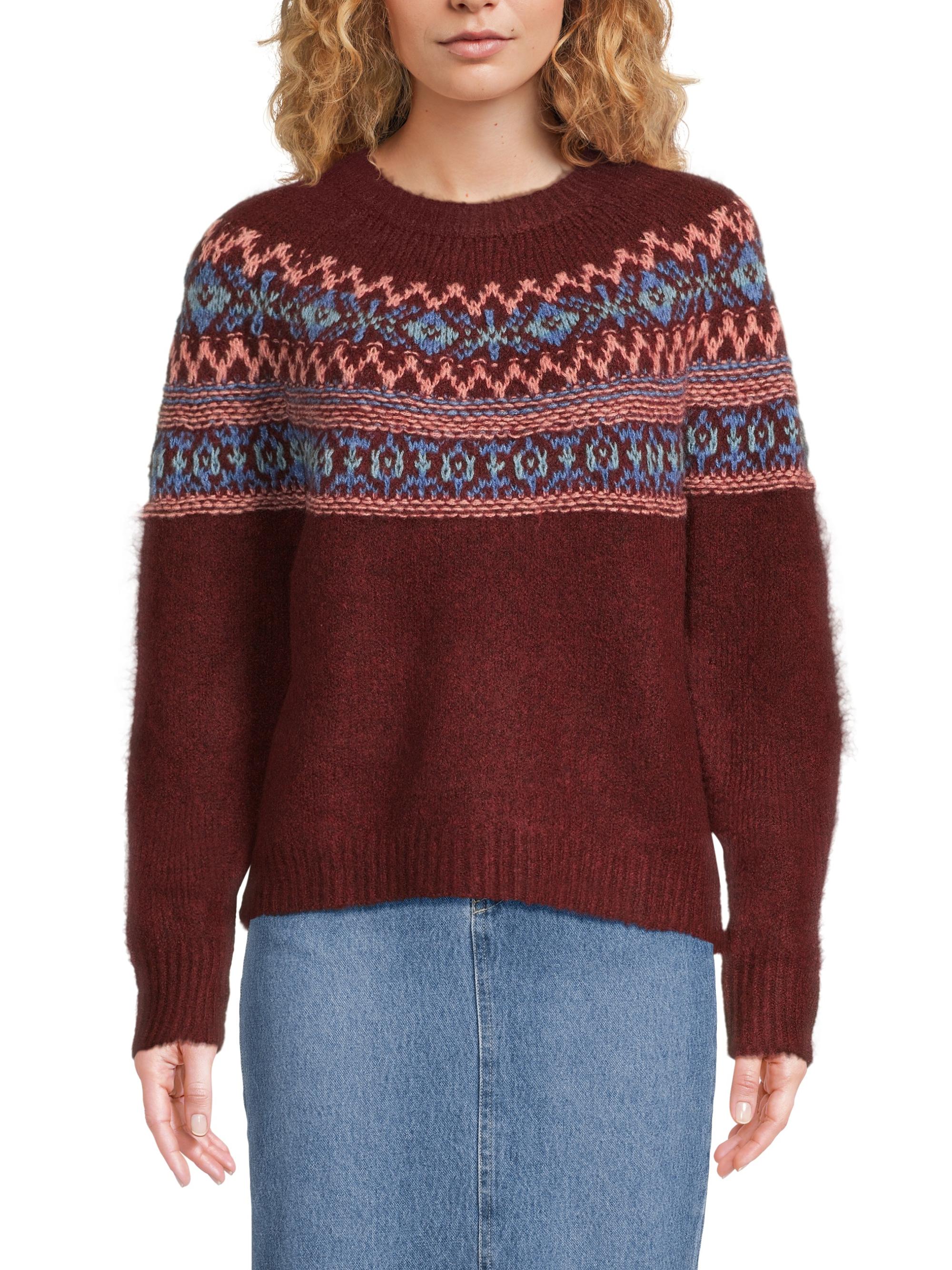 Click here for Lea & Viola Womens Fair Isle Crewneck Sweater - Be... prices
