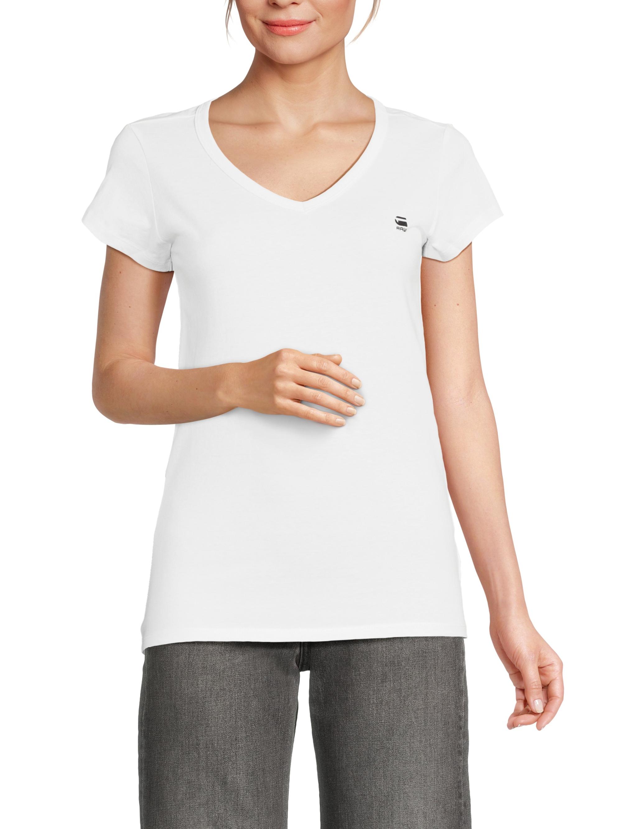 Click here for G-Star Raw Womens Slim V-Neck Cotton T-Shirt - Whi... prices