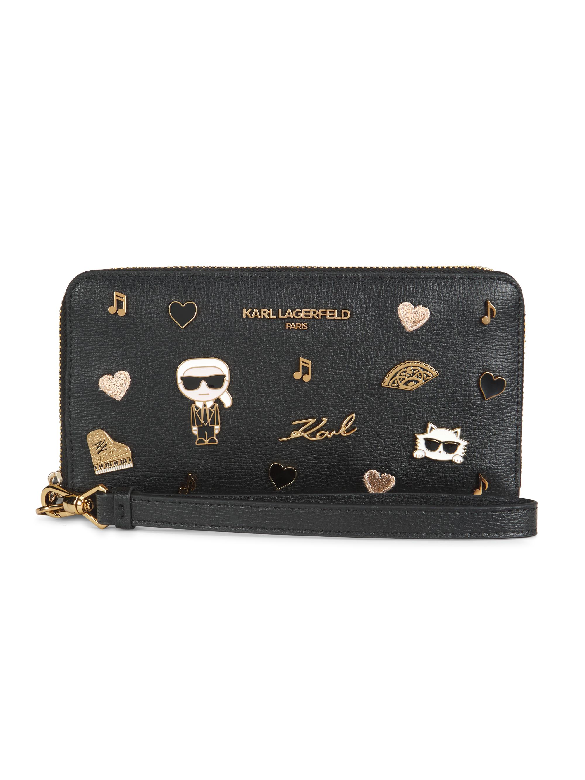 Click here for Karl Lagerfeld Paris Womens Jacqueline Logo Leathe... prices
