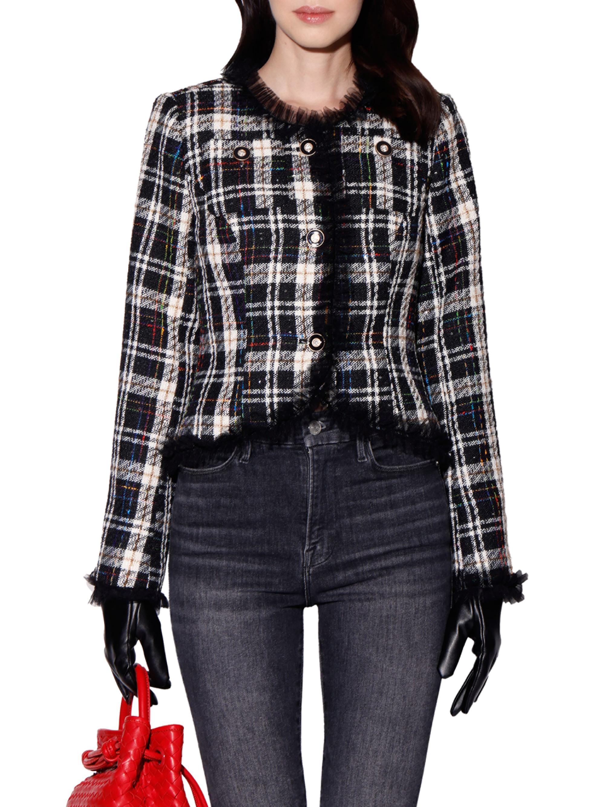 Click here for Walter Baker Womens Nolita Tweed Plaid Jacket - Re... prices