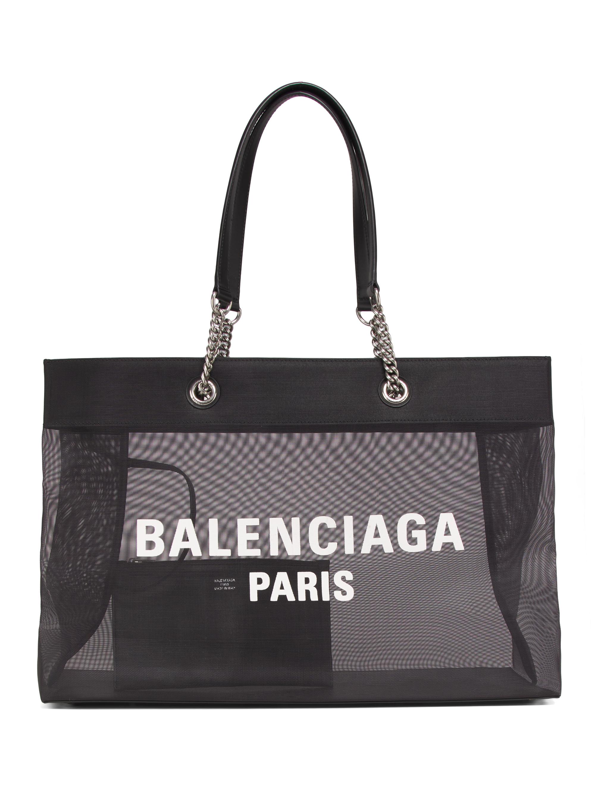 Click here for Balenciaga Womens Logo Tote Bag - Black White prices