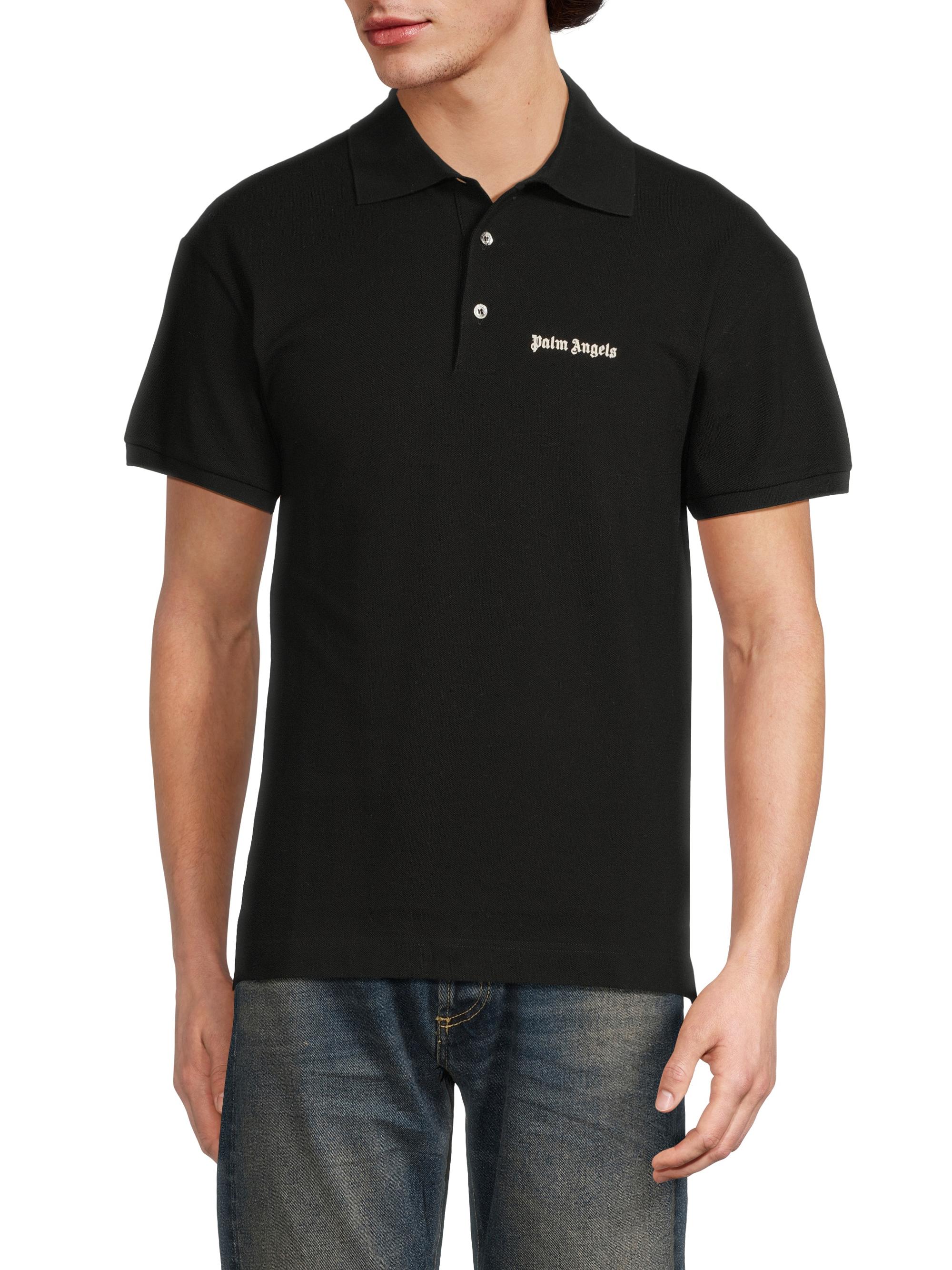 Click here for Palm Angels Mens Embroidered Logo Cotton Polo Shir... prices