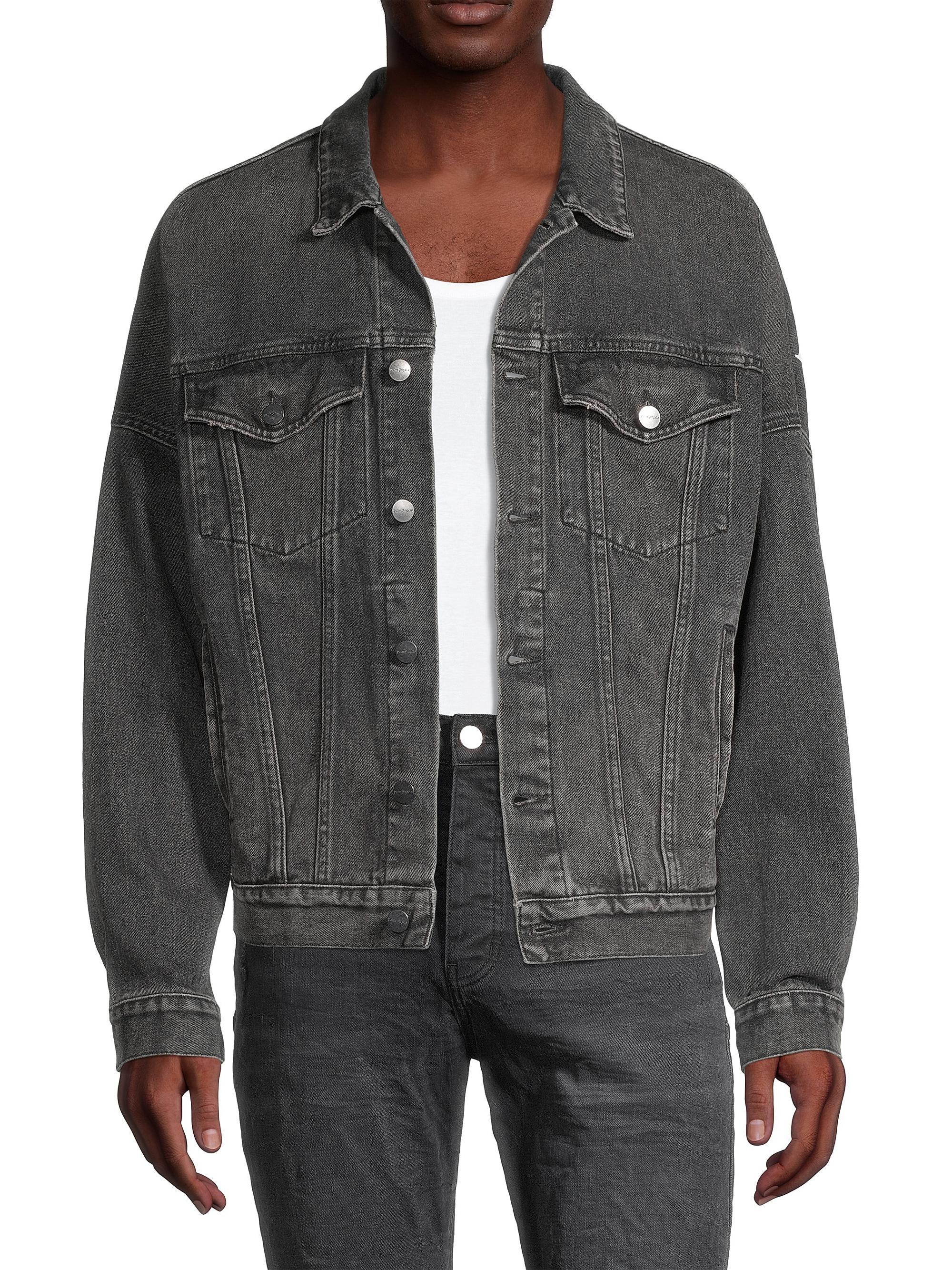 Click here for Palm Angels Mens Logo Denim Jacket - Black White -... prices