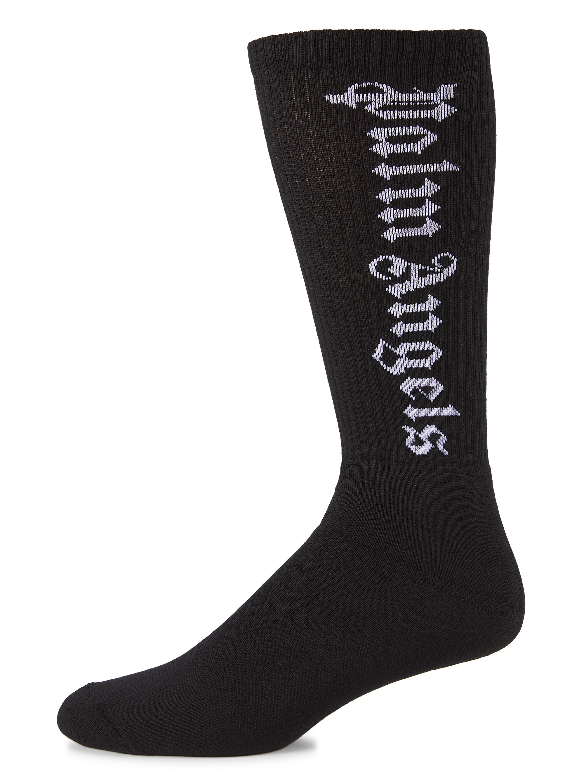 Click here for Palm Angels Mens Classic Logo Rib-Knit Socks - Bla... prices