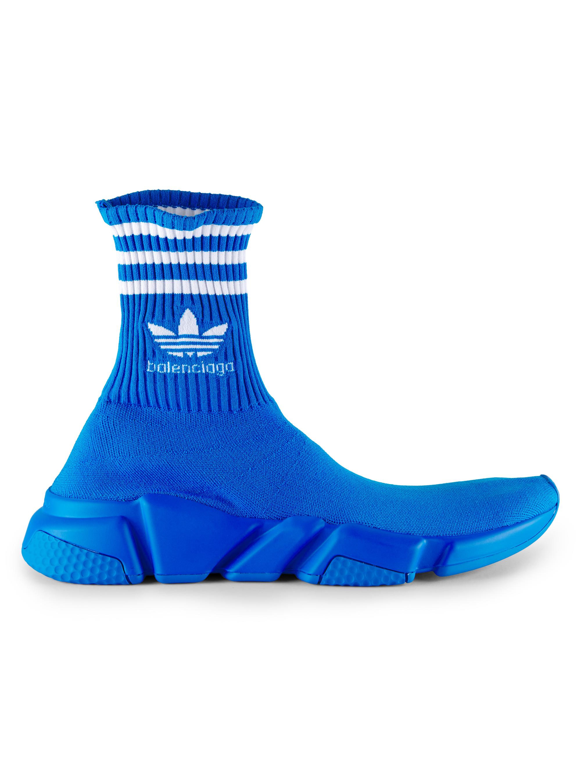 Click here for Balenciaga Mens Textile Logo Sock Sneakers - Blue... prices