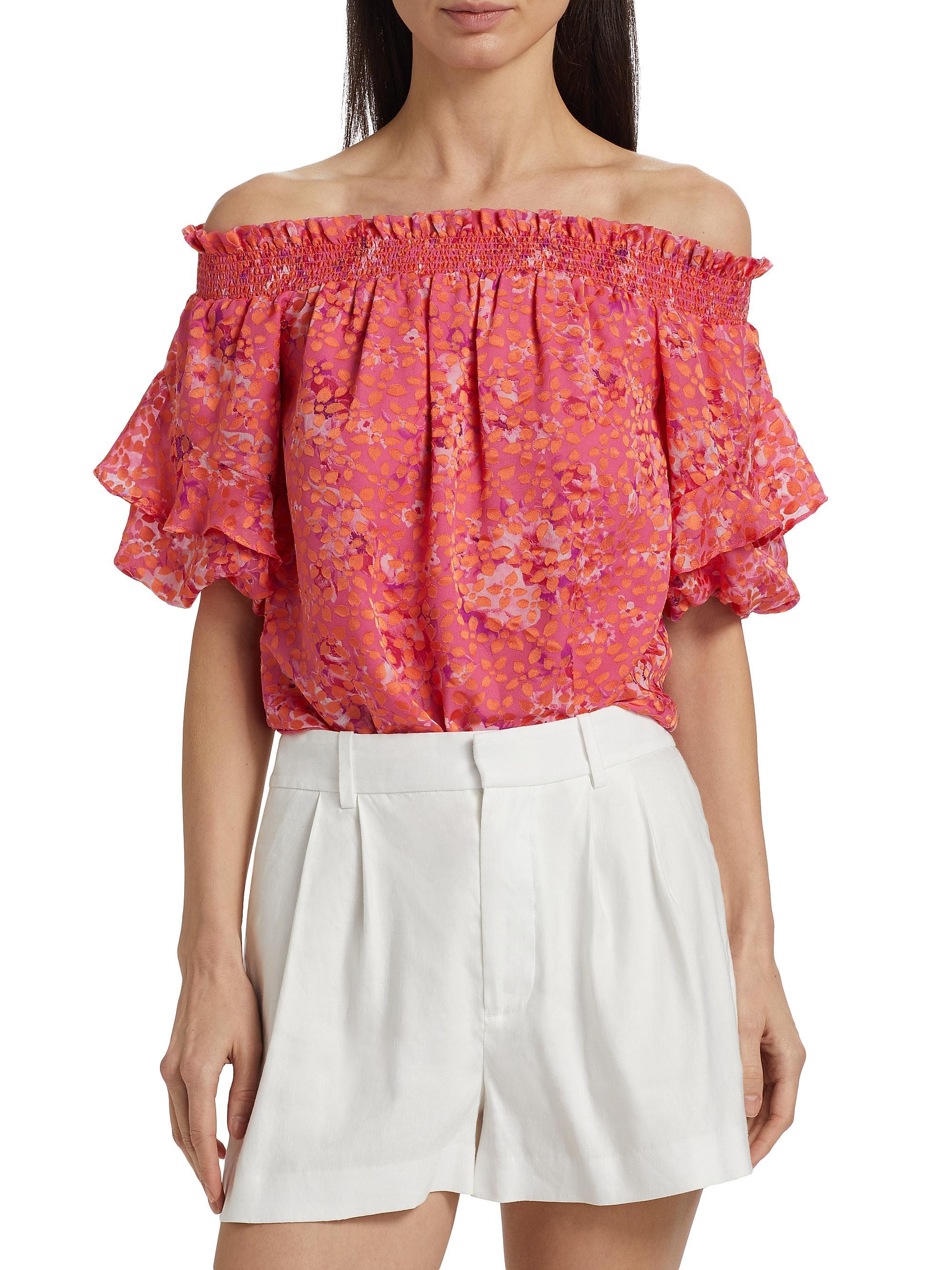 Click here for Ramy Brook Womens Fiona Off-The-Shoulder Top - Pin... prices