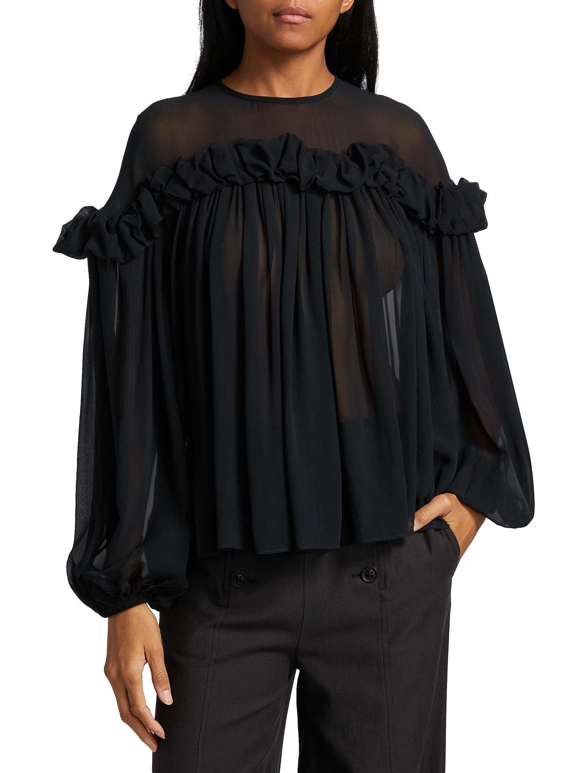 Click here for Ulla Johnson Womens Peggy Silk Georgette Blouse -... prices