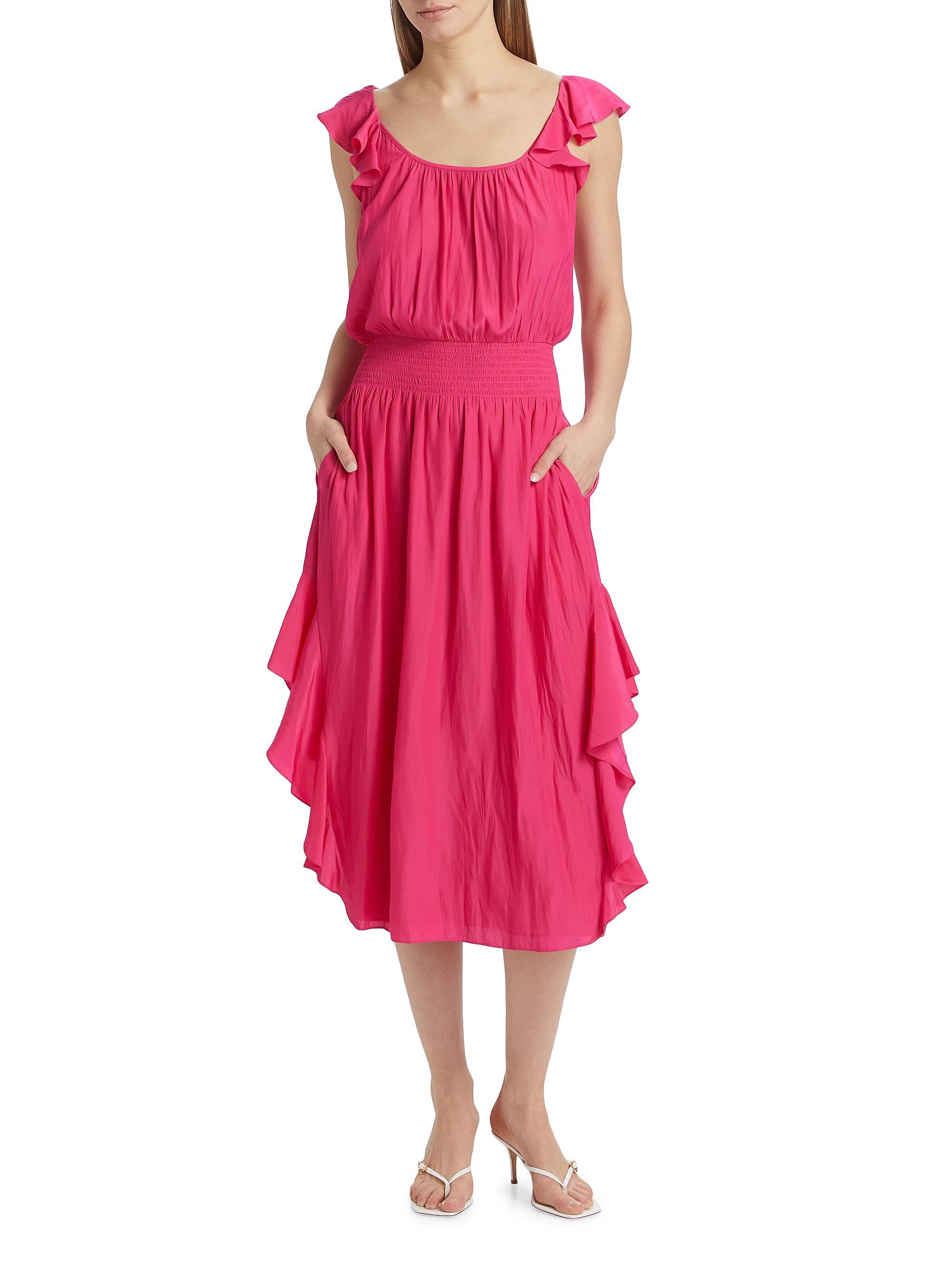 Click here for Ramy Brook Womens Clementine Ruffled Chiffon Midi-... prices