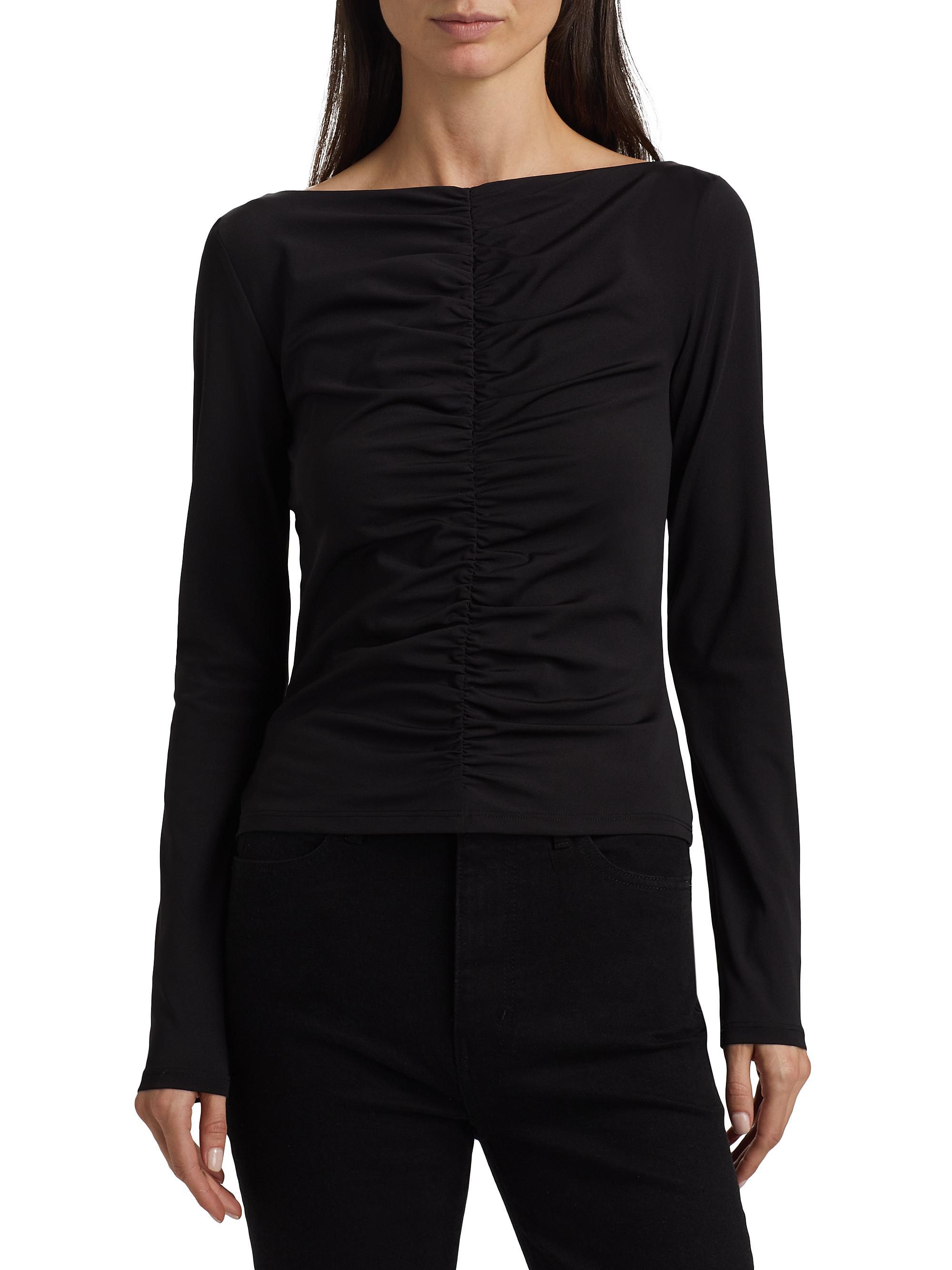 Click here for Frame Womens Ruched Long-Sleeve Top - Black - Size... prices