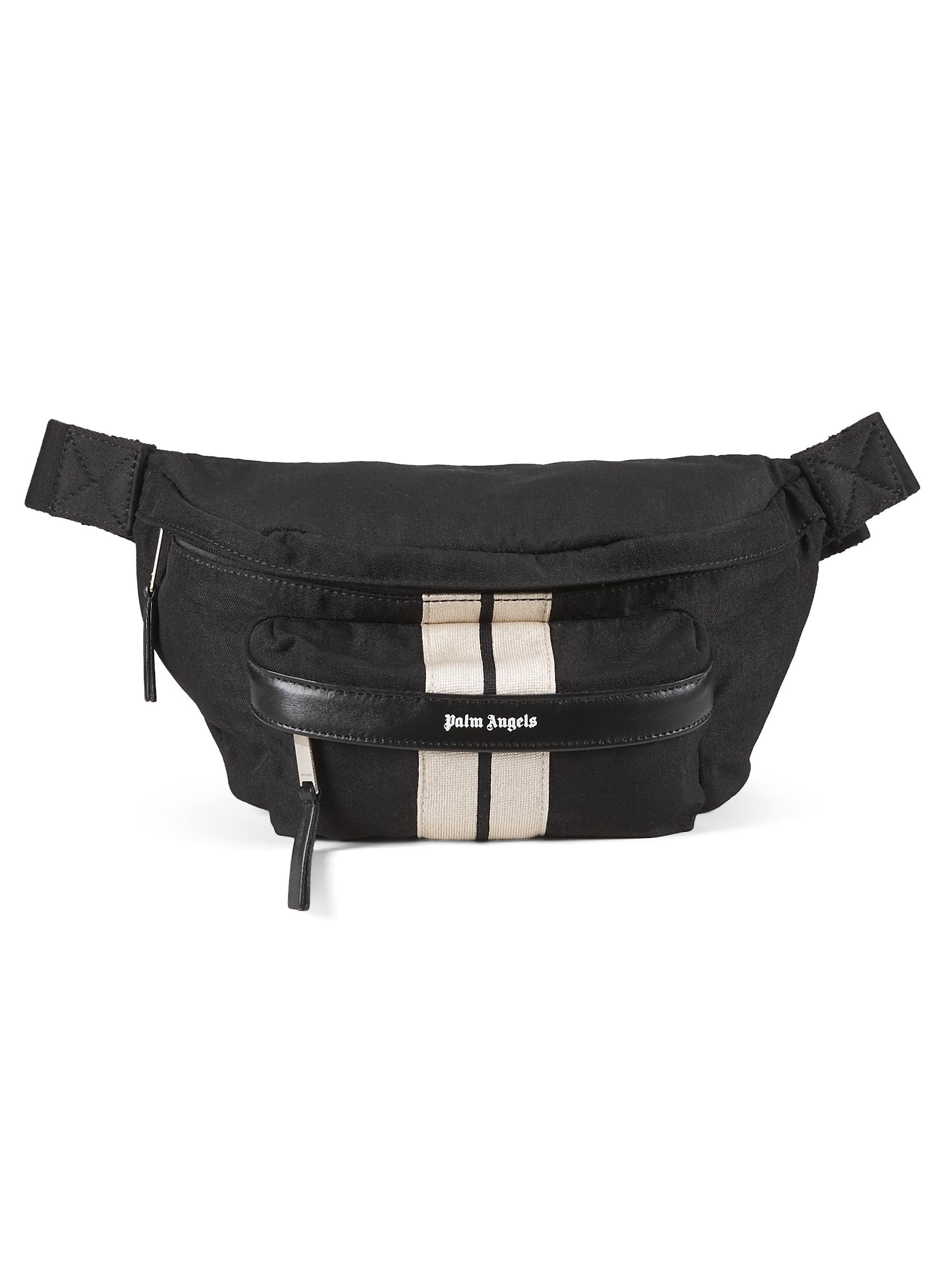 Click here for Palm Angels Mens Classic Track Logo Belt Bag - Bla... prices