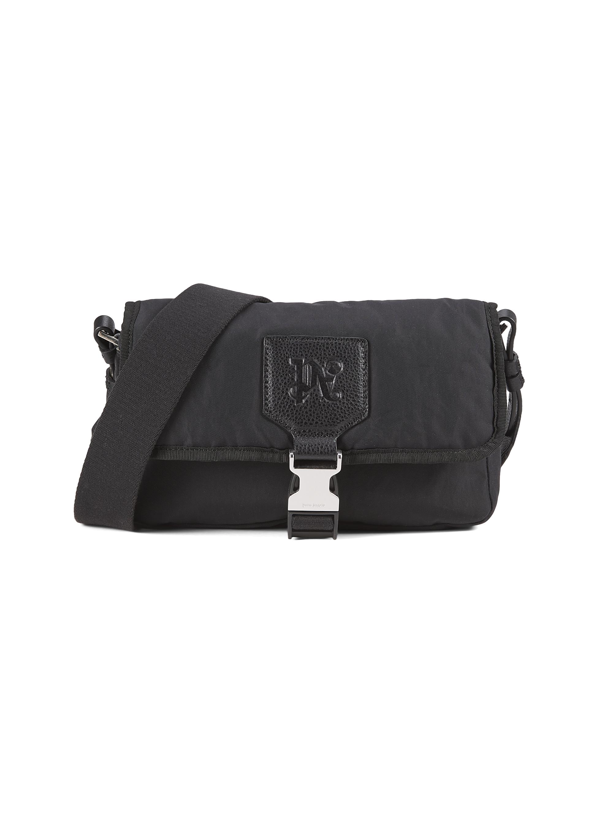 Click here for Palm Angels Mens Monogram Nylon Crossbody Bag - Bl... prices