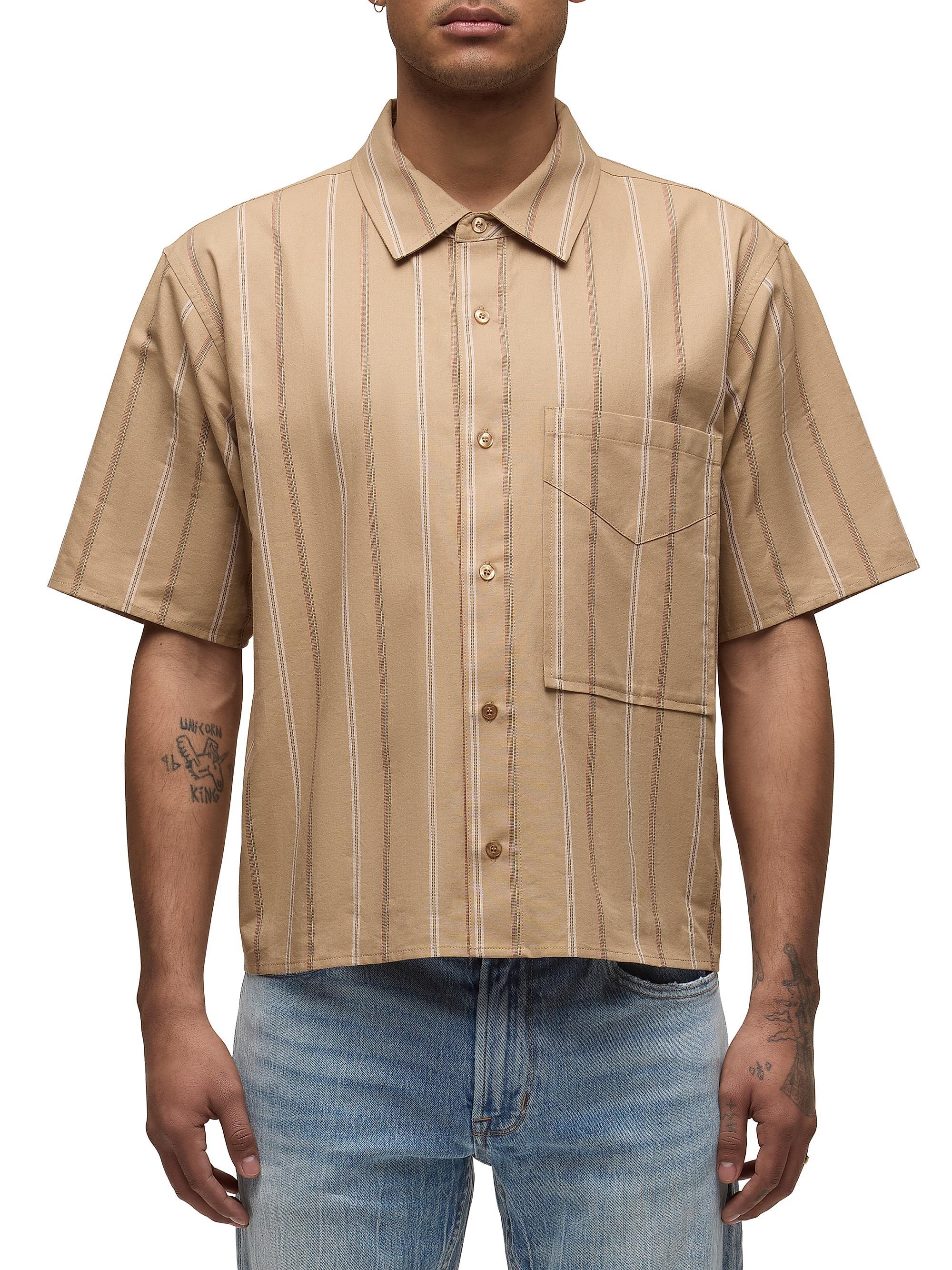Click here for Hudson Jeans Mens Rex Striped Shirt - Camel Stripe... prices
