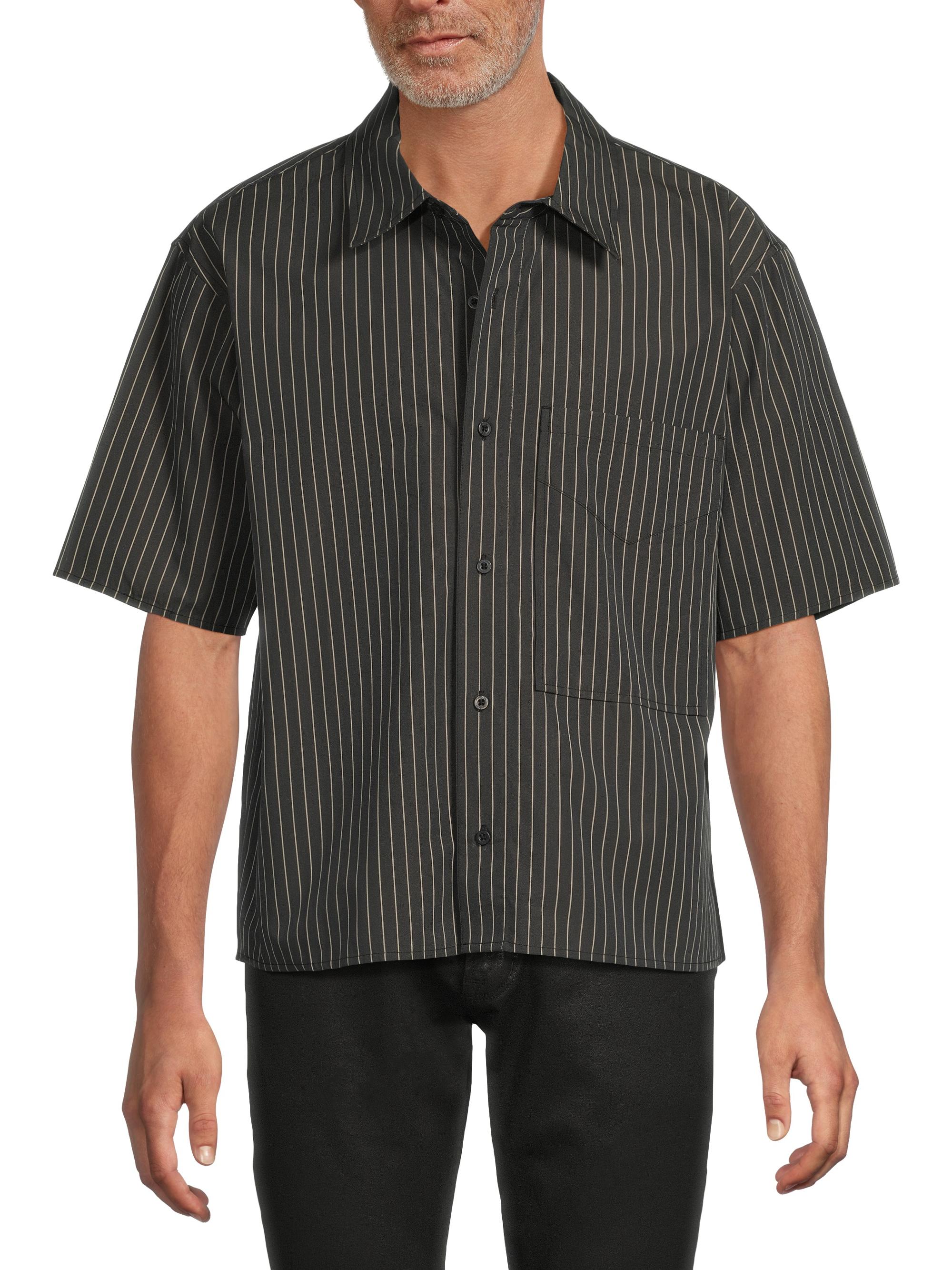 Click here for Hudson Jeans Mens Striped Cotton Short-Sleeve Shir... prices