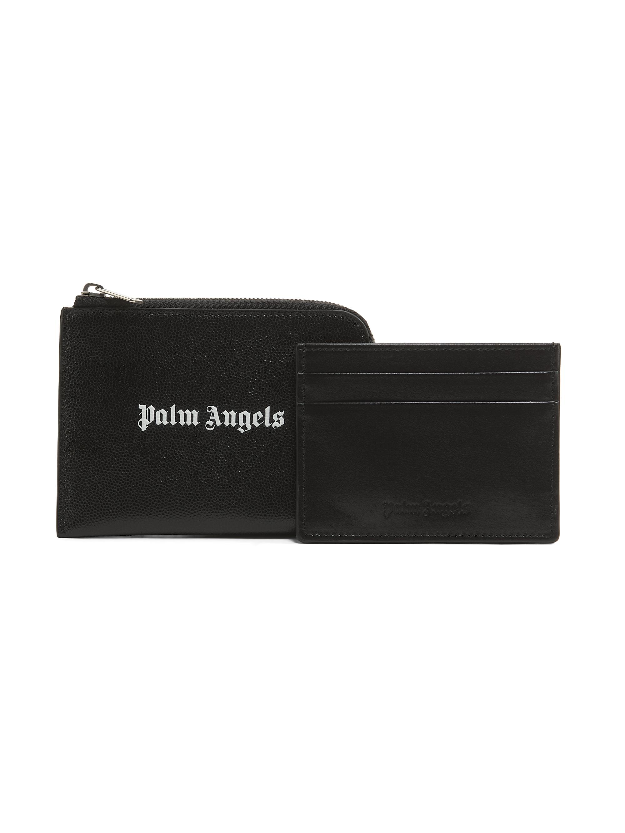 Click here for Palm Angels Mens Logo Leather Zipped Card Holder -... prices