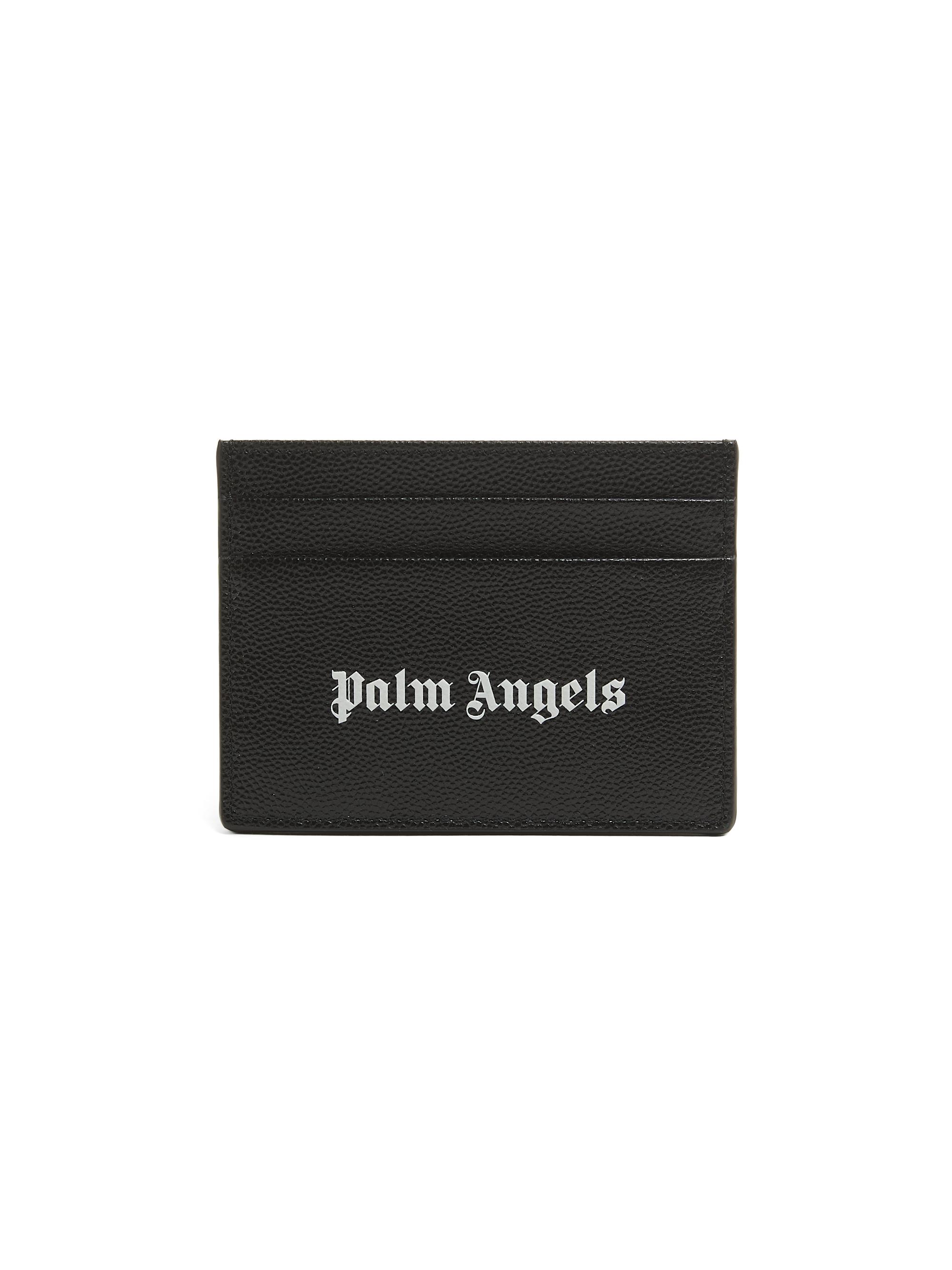 Click here for Palm Angels Mens Logo Leather Card Holder - Black prices