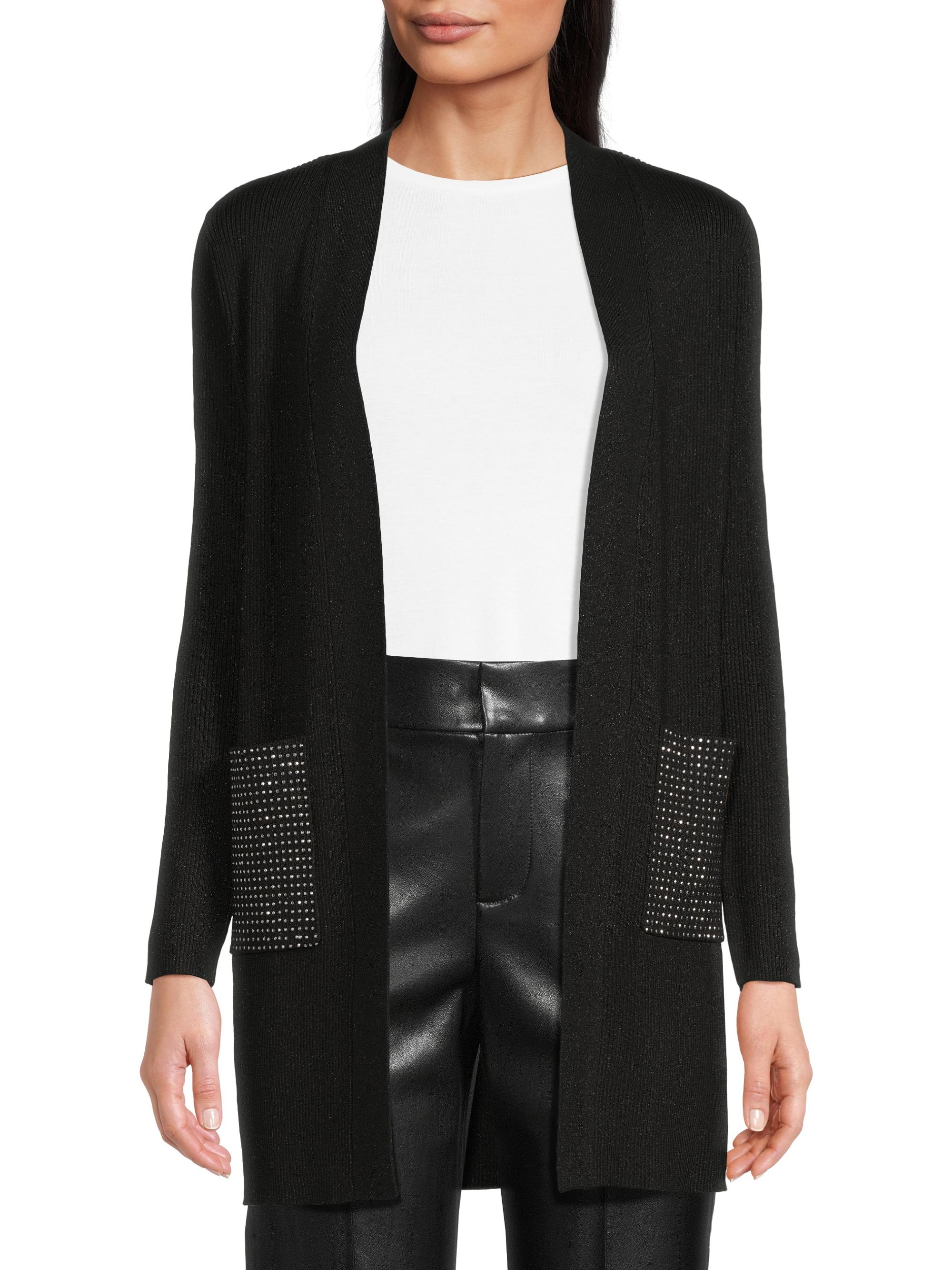 Click here for Bcbg Womens Longline Open-Front Embellished Cardig... prices