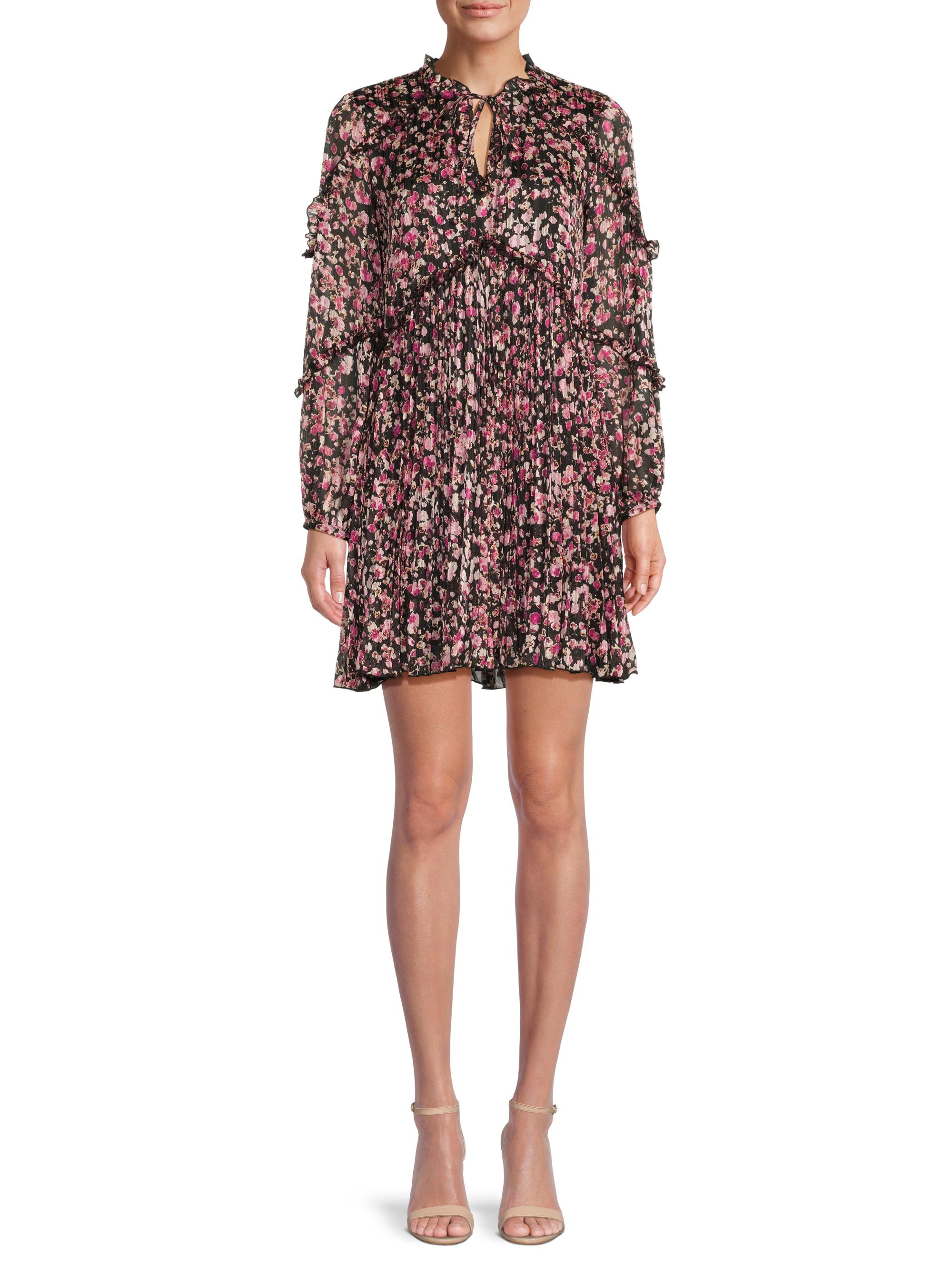 Click here for Bcbg Womens Crinkled Floral Empire Minidress - Bla... prices