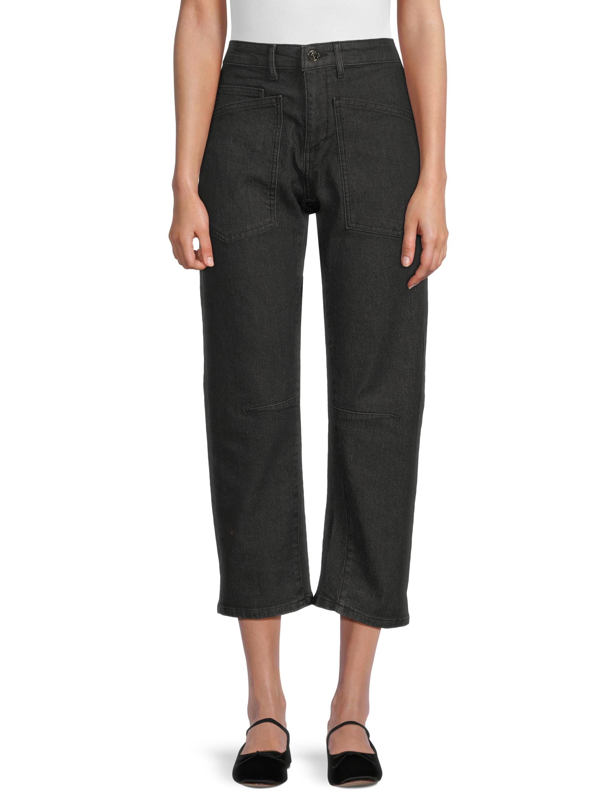 Bcbg Womens Barrel Leg Knee Seam Mid Rise Jeans - Noir