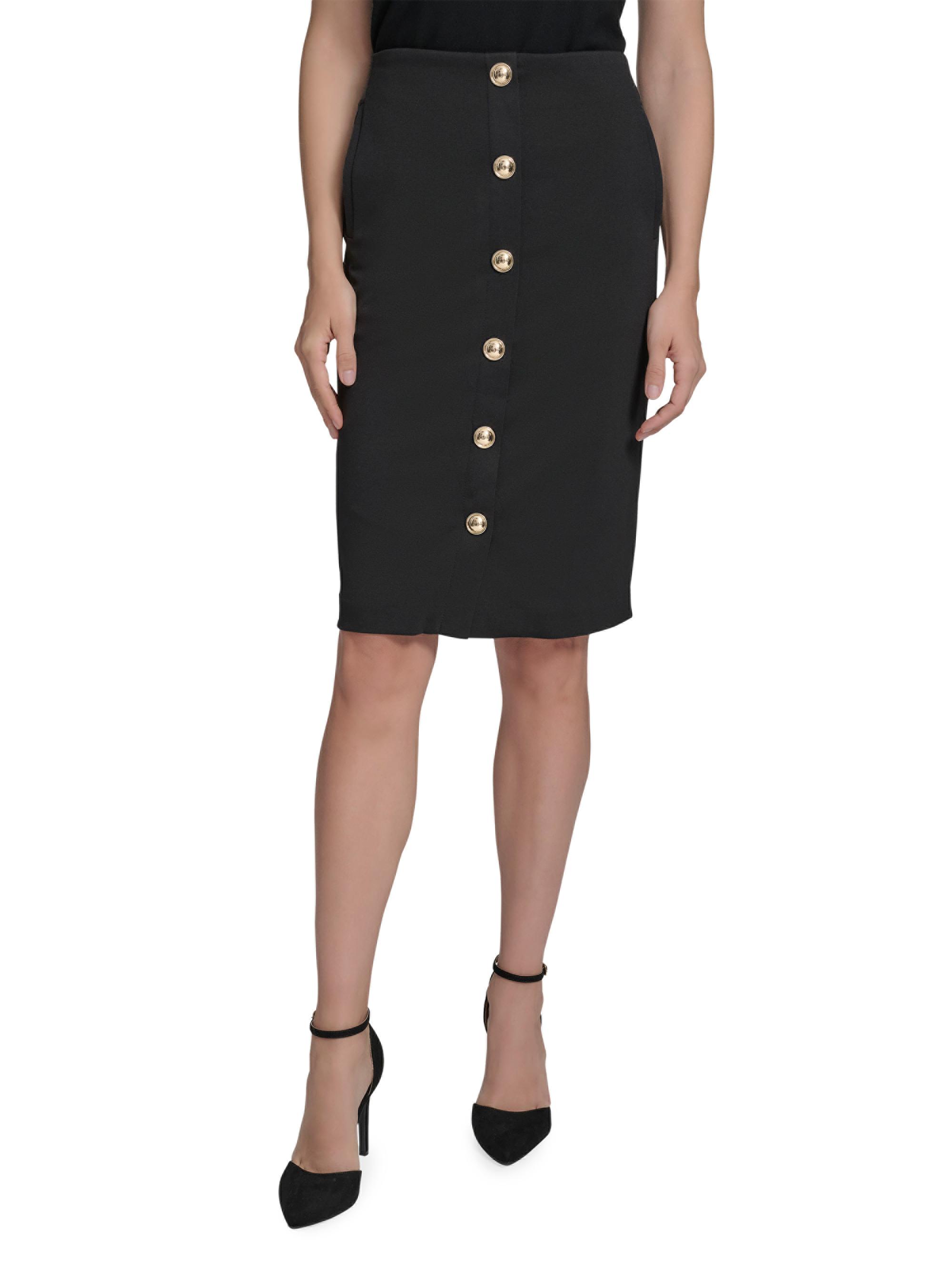 Click here for Halston Womens Button Detailed Classic-Fit Pencil... prices