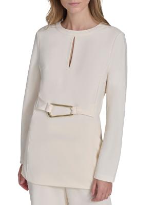 Halston Belted Keyhole Cut-Out Top on SALE | Saks OFF 5TH