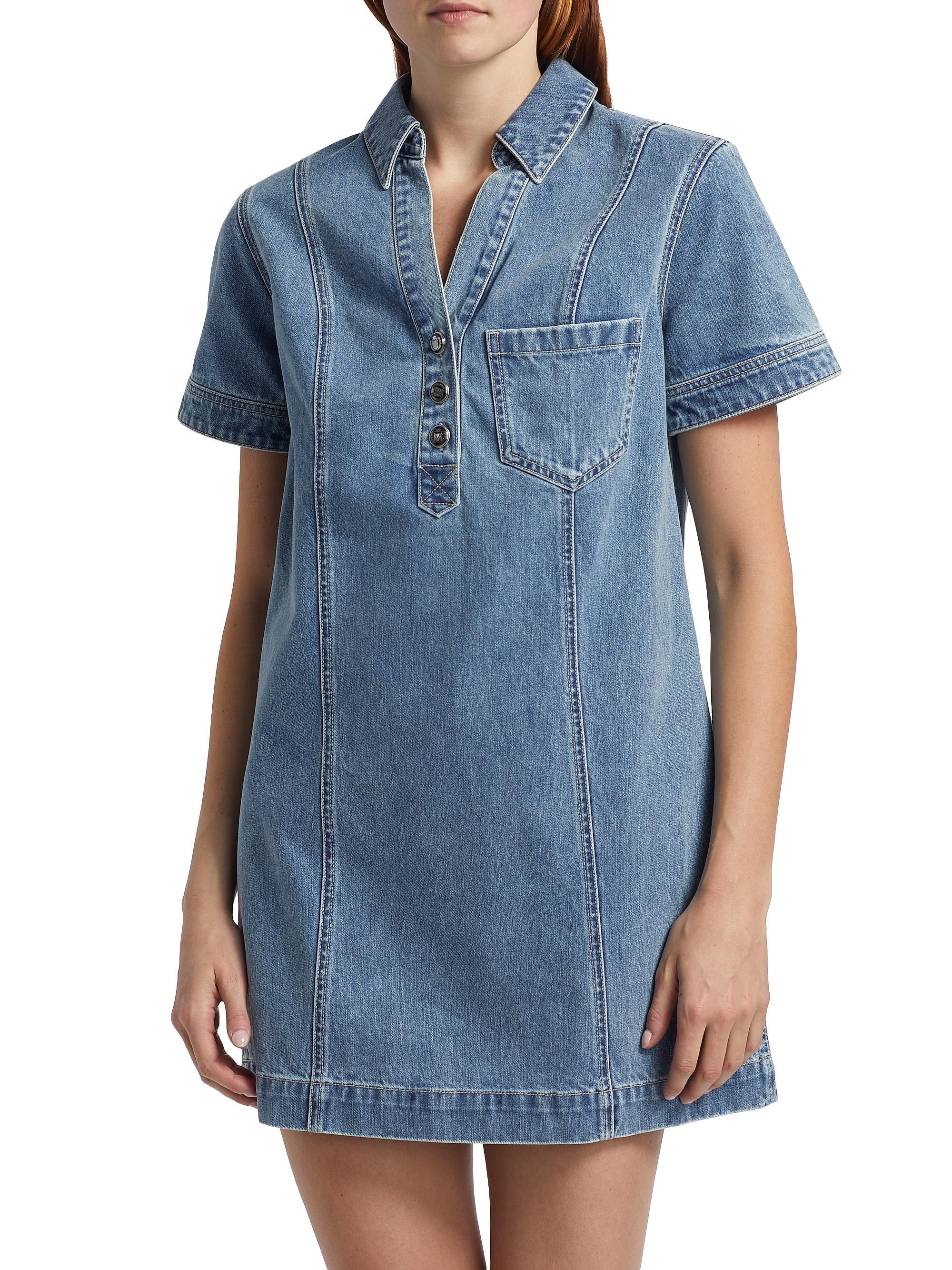 Click here for Veronica Beard Womens Otto Denim Polo Minidress -... prices