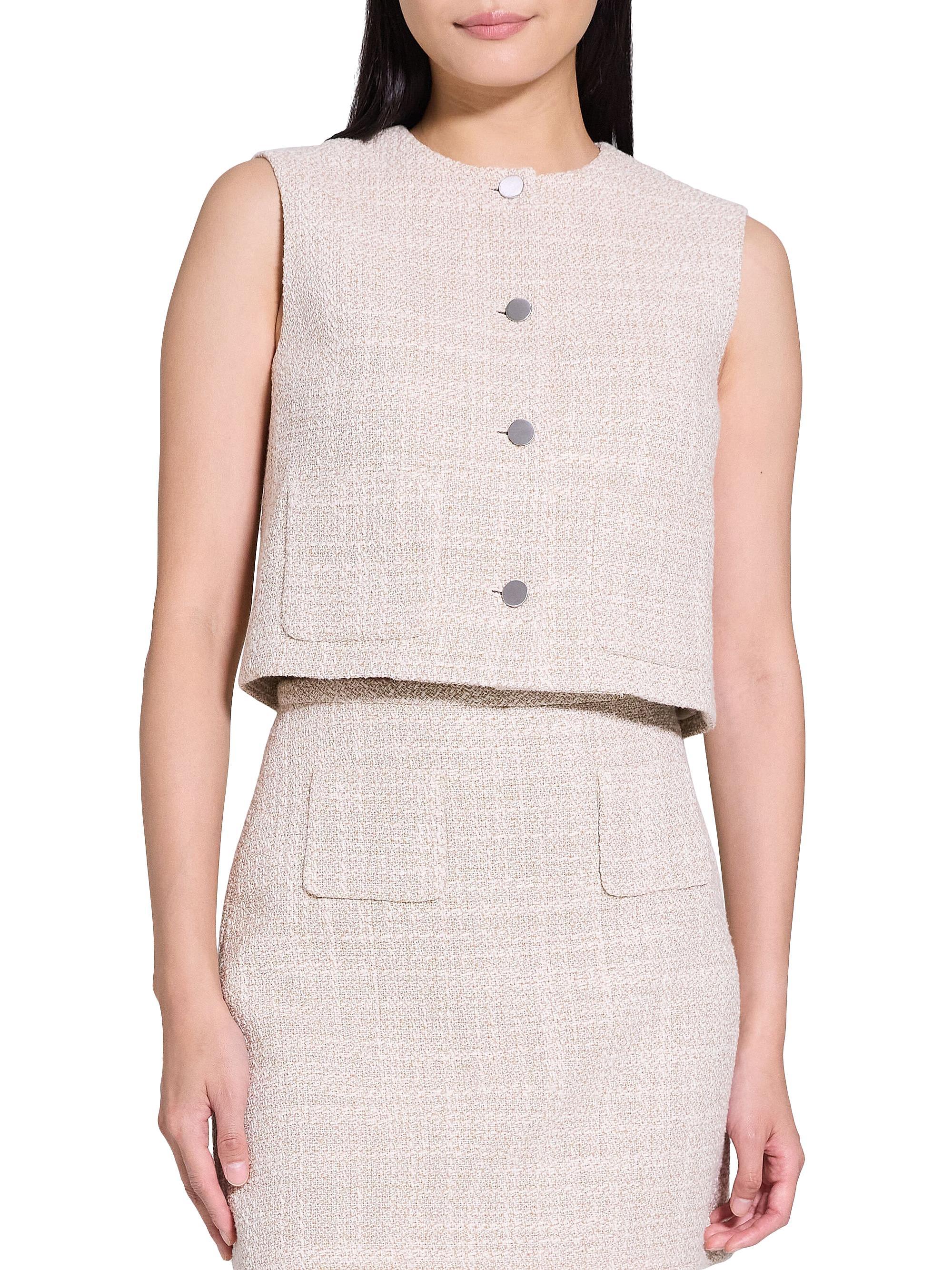 Click here for Theory Womens Tweed Cropped Vest - Taupe Multi - S... prices