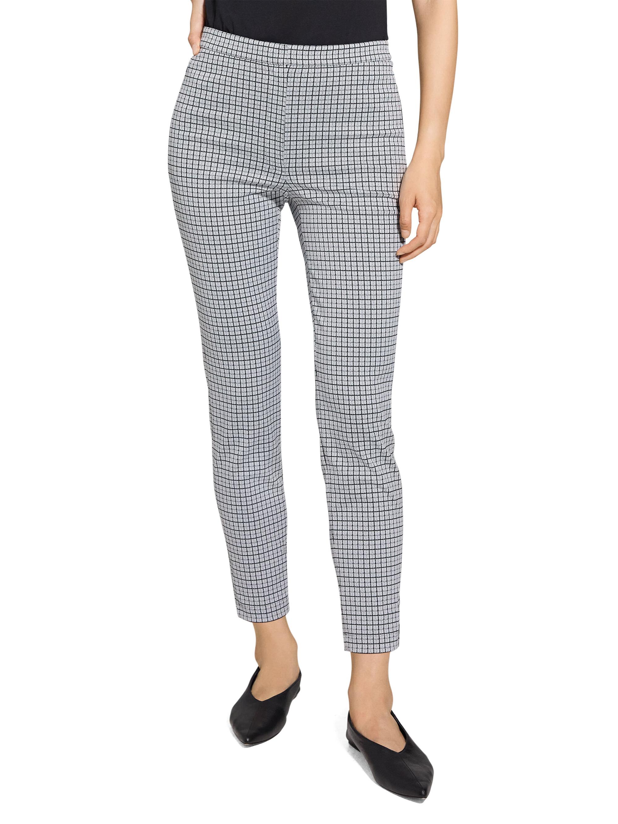 Click here for Theory Womens Grid High-Rise Tapered Pants - Fog M... prices