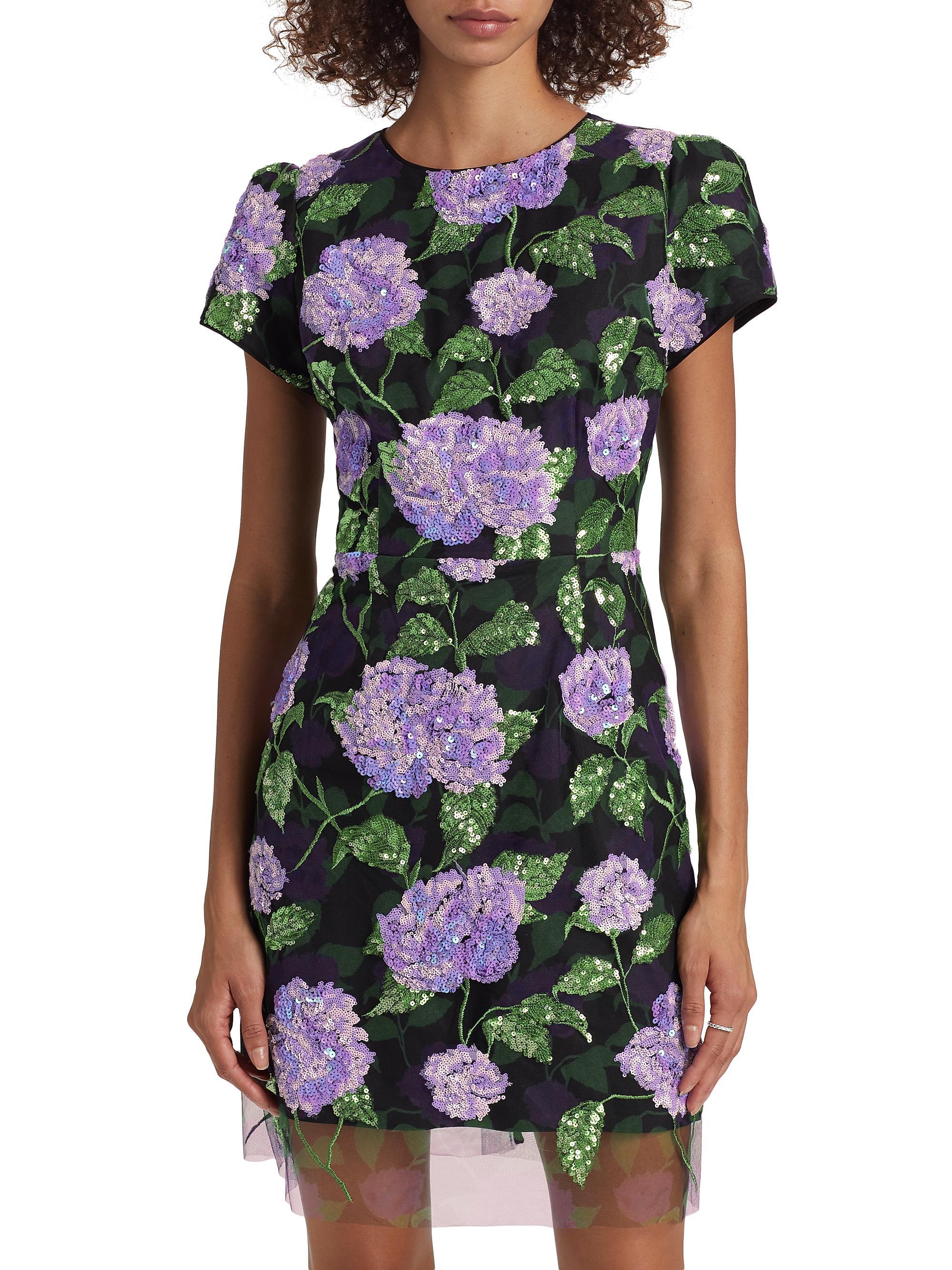 Click here for Milly Womens Kyla Sequined Floral Minidress - Lila... prices