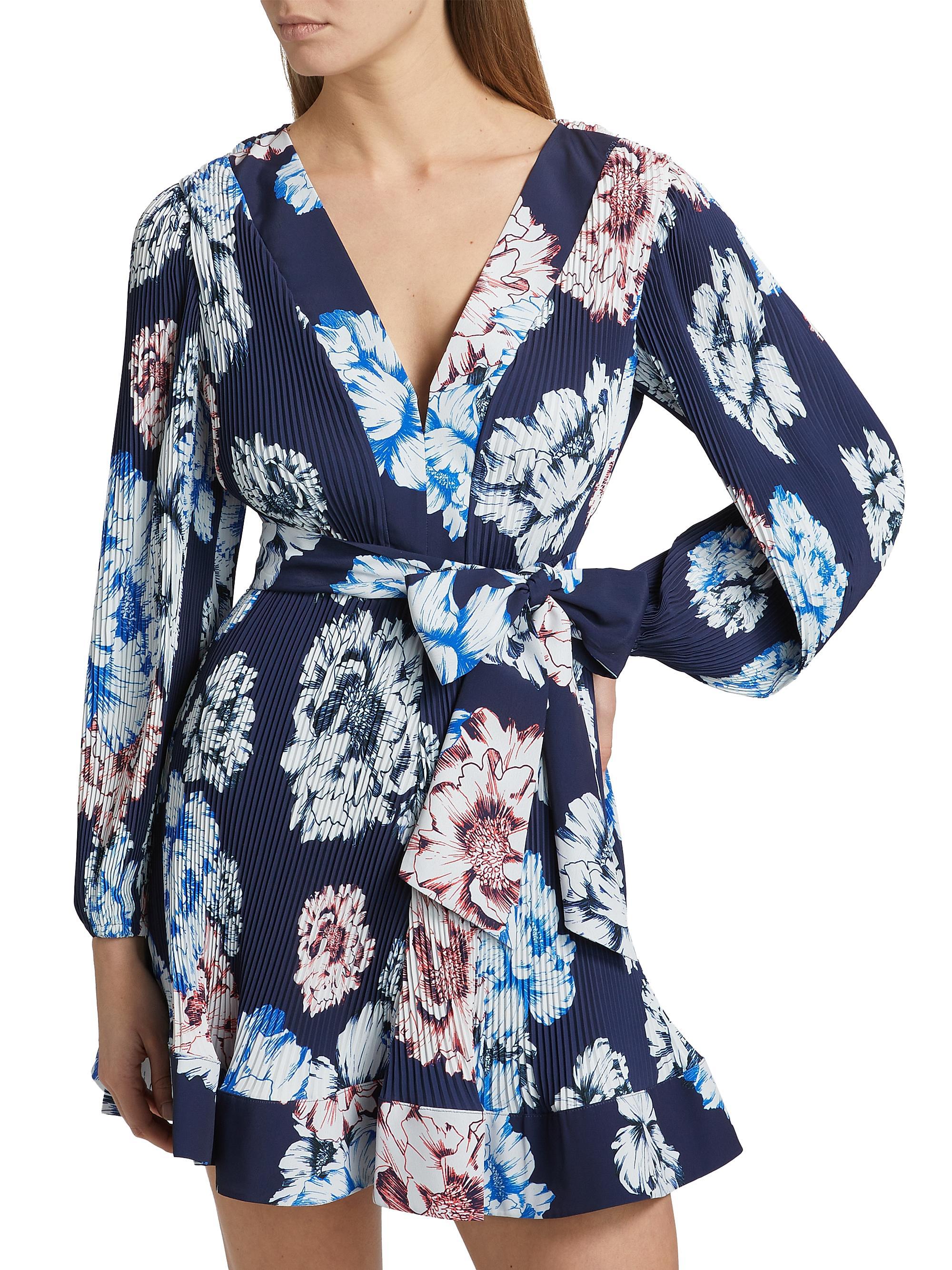 Click here for Milly Womens Liv Floral Pleated Minidress - Navy M... prices