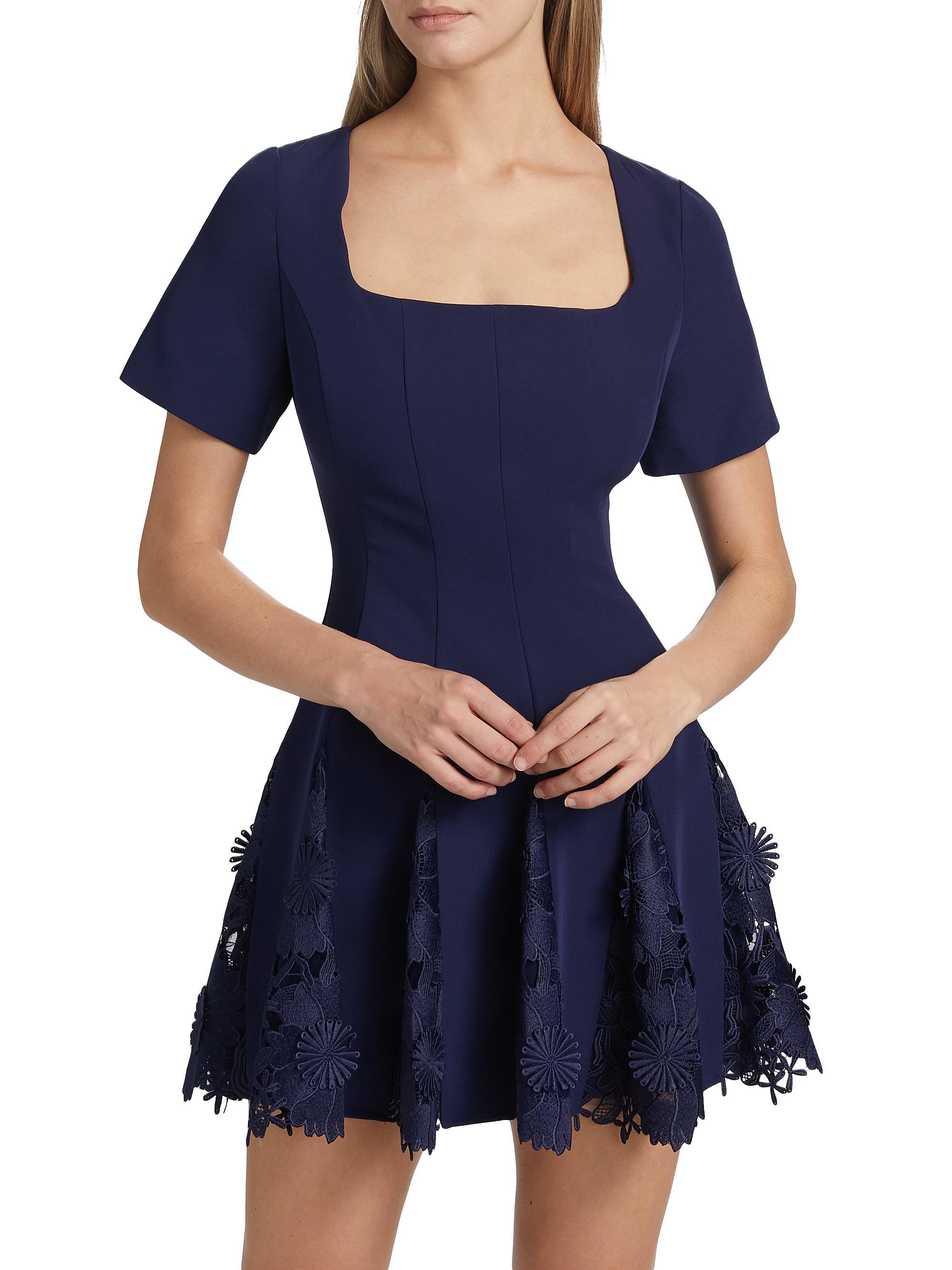 Click here for Milly Womens Joy Lace-Trimmed Minidress - Navy - S... prices
