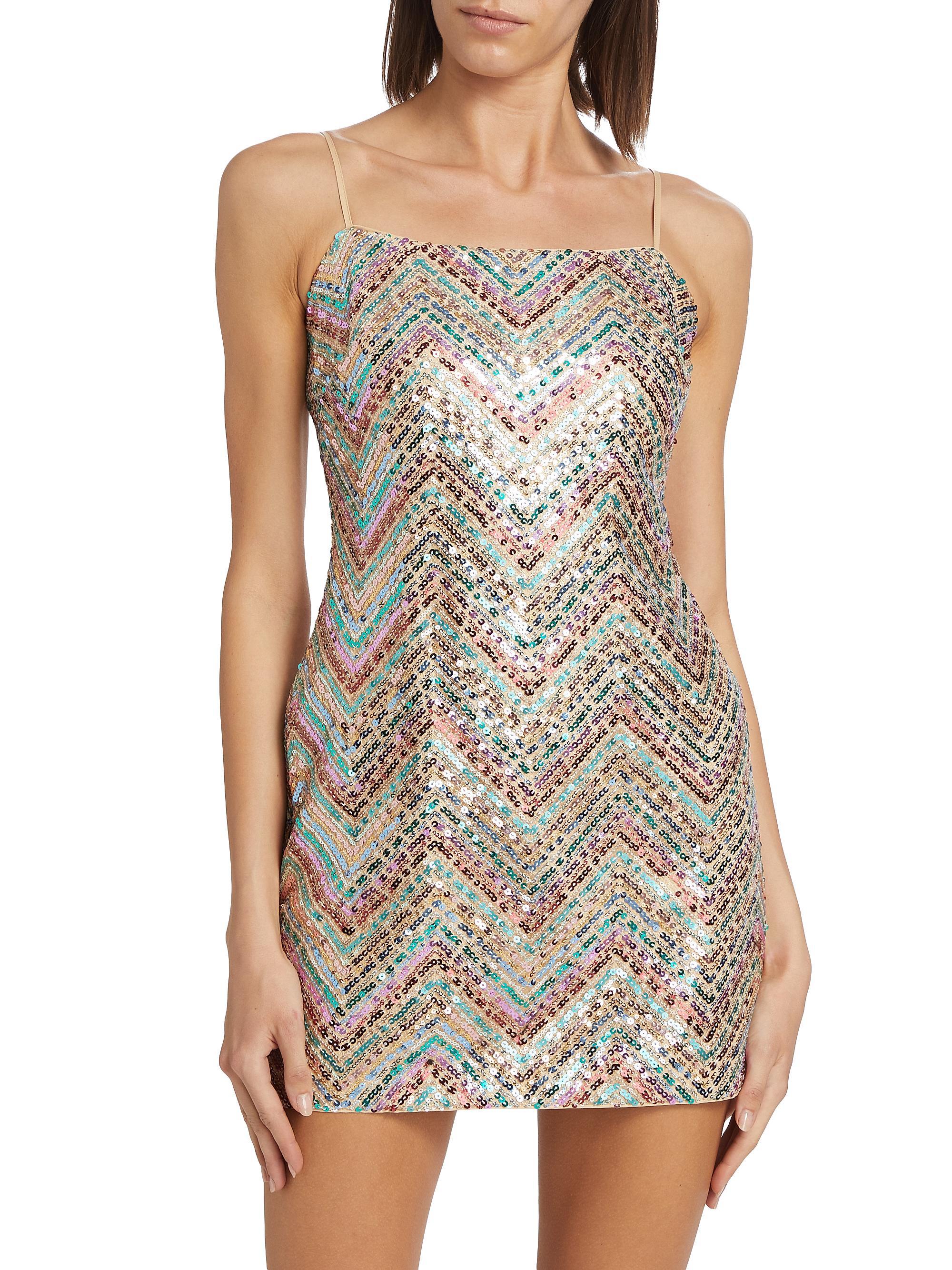 Click here for Milly Womens Colette Chevron Sequin Body-Con Minid... prices