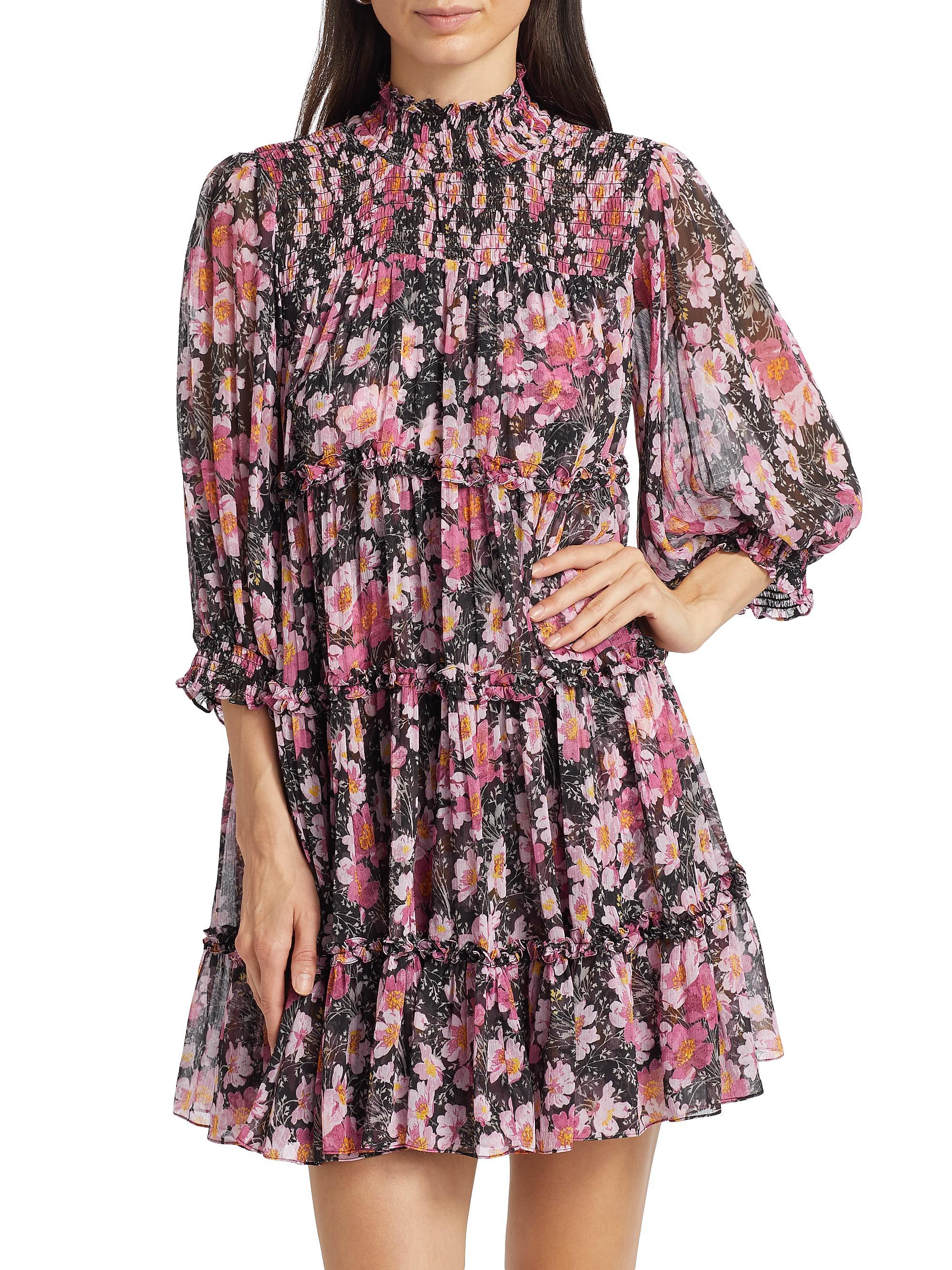 Click here for Cinq à Sept Womens Olive Cosmo Flowers Minidress -... prices