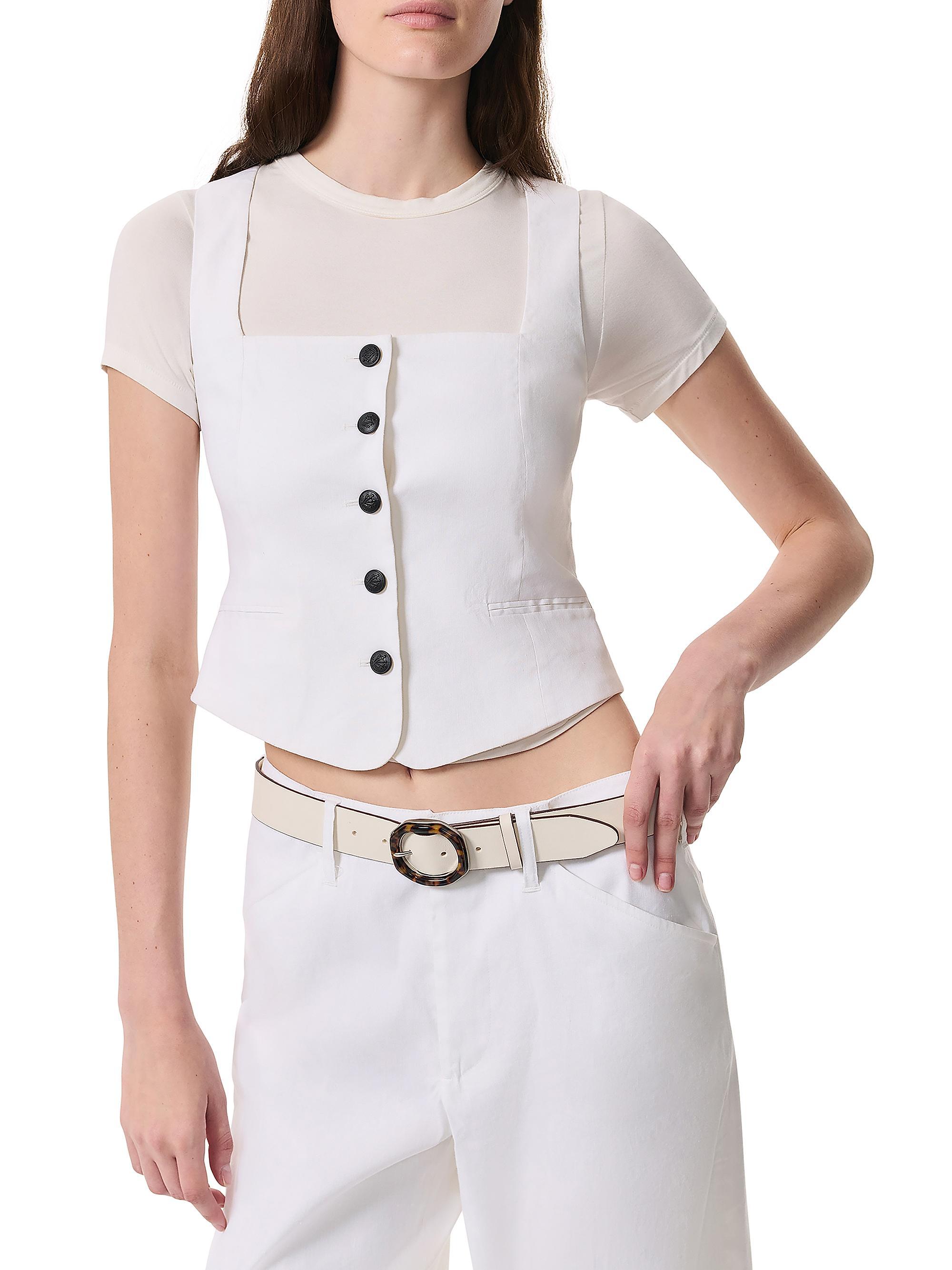 Click here for Rag & Bone Womens Mariana Linen-Blend Vest - White... prices