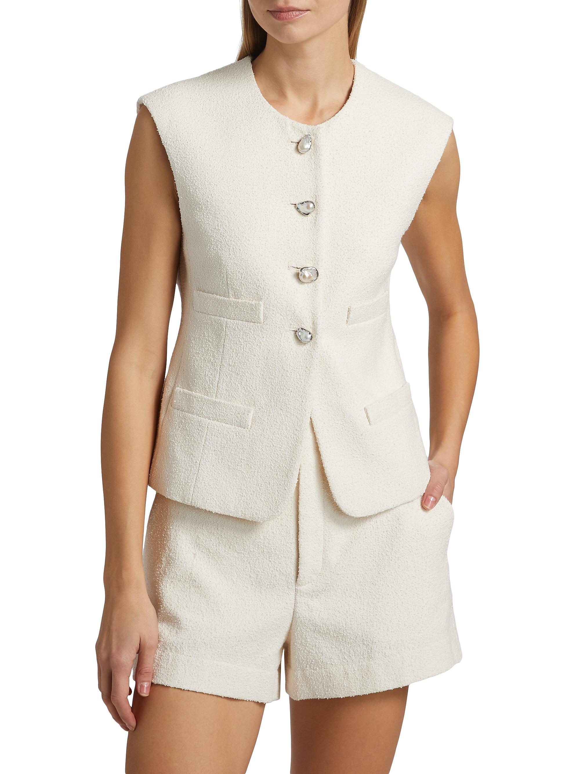 Click here for A. l.c. Womens Georgie Cotton-Blend Vest - Pearl -... prices