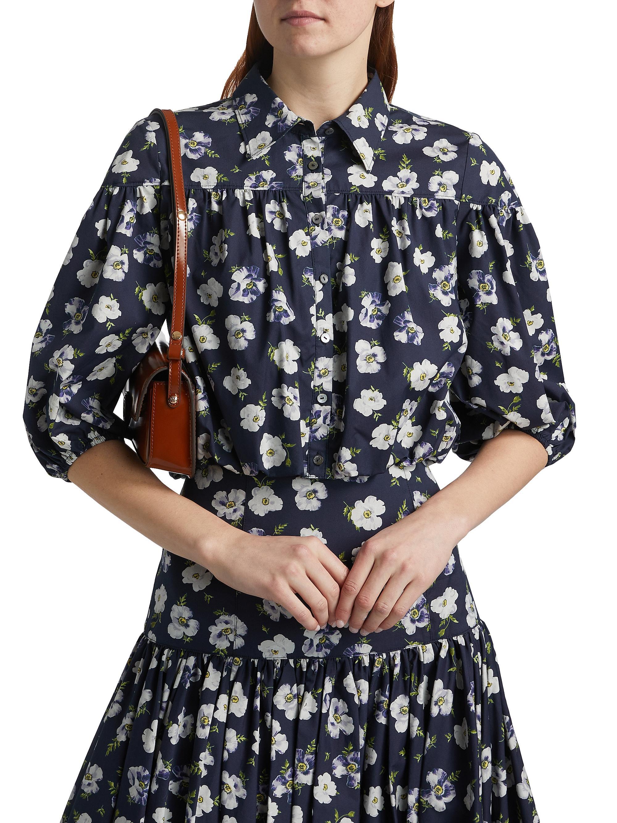 Click here for Cinq à Sept Womens Elysa Tossed Poppies Top - Navy... prices