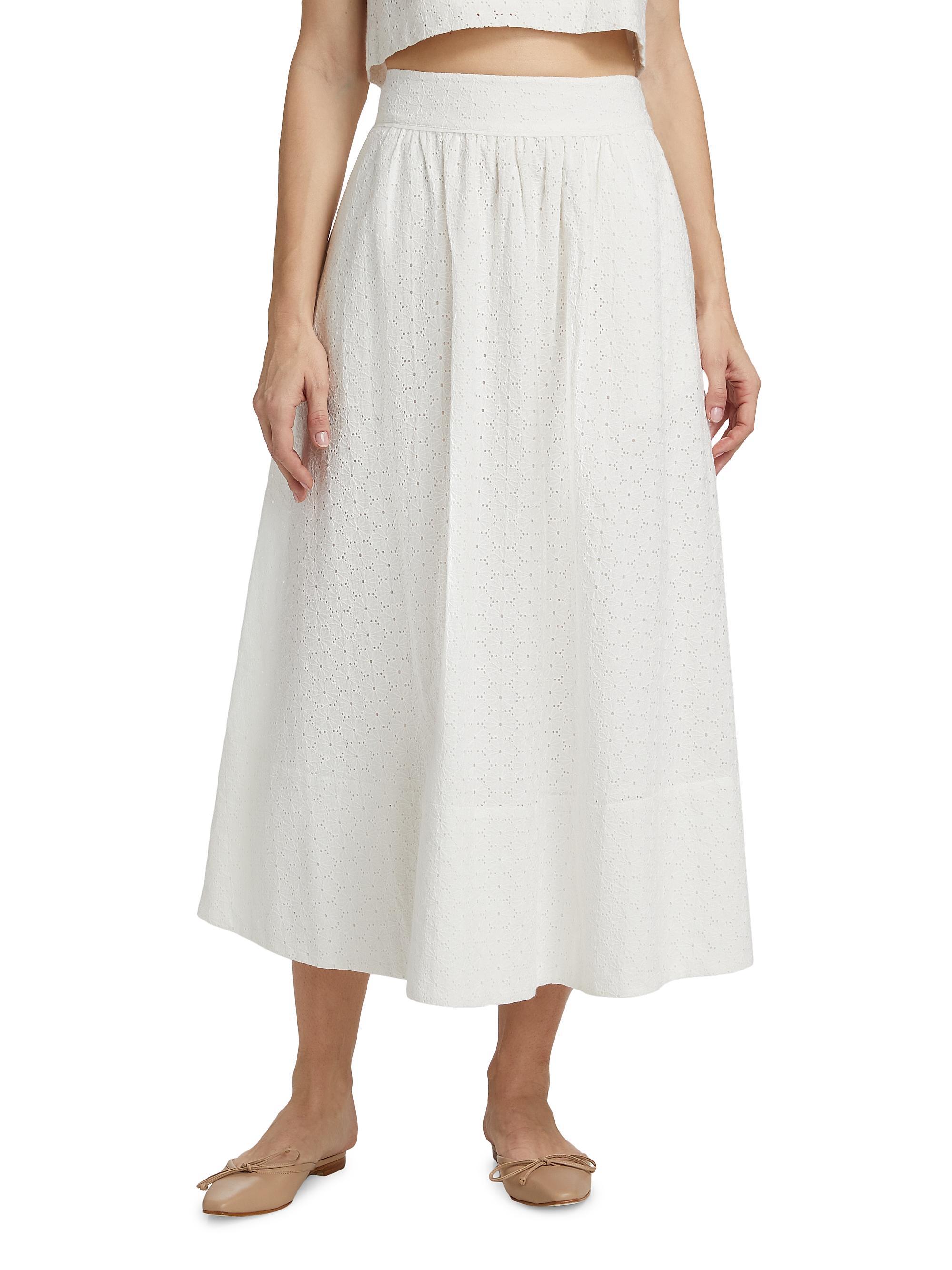 Click here for Paige Womens Ojai Cotton Midi-Skirt - White - Size... prices