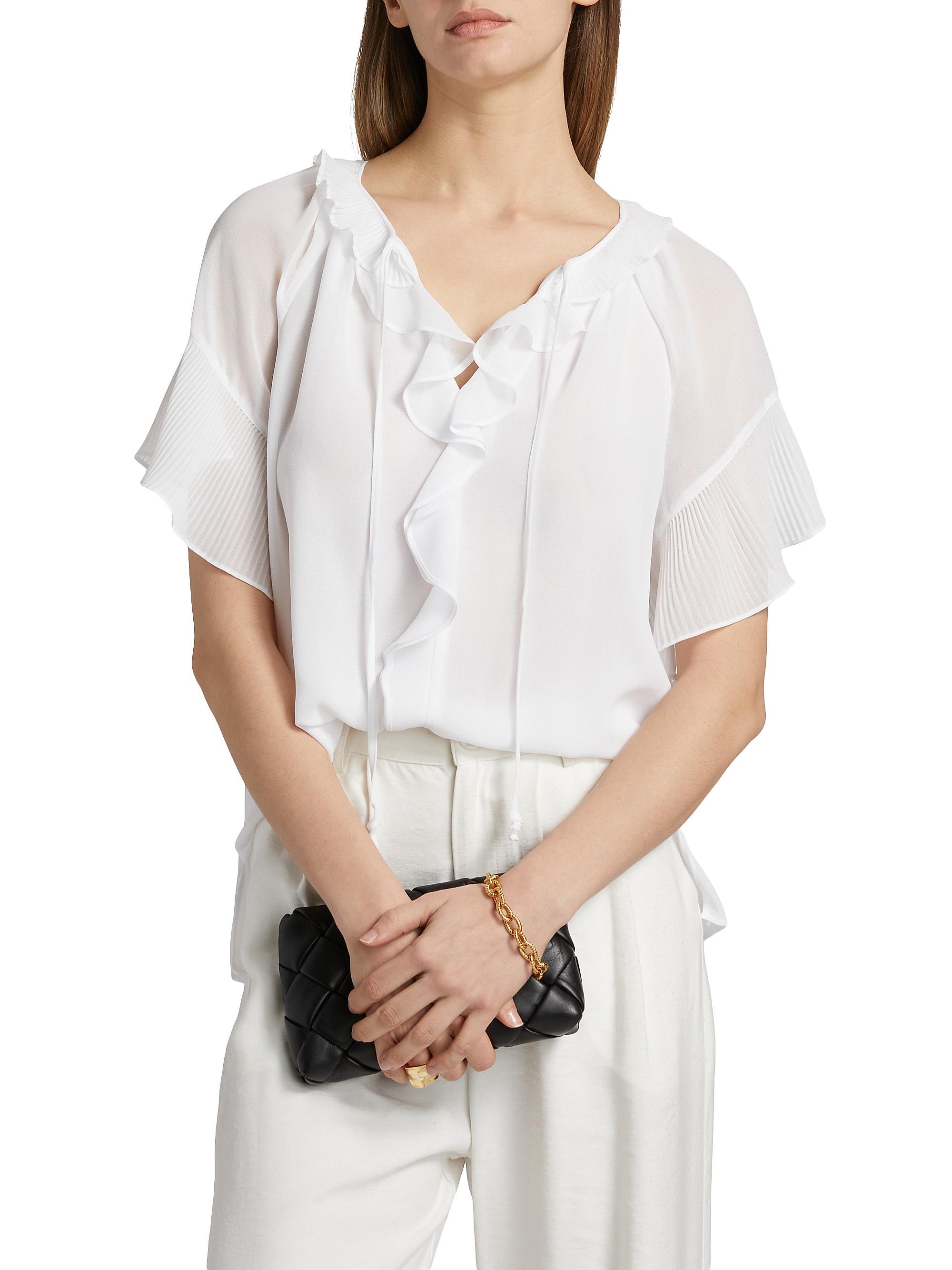 Click here for Kobi Halperin Womens Vale Ruffled Chiffon Blouse -... prices