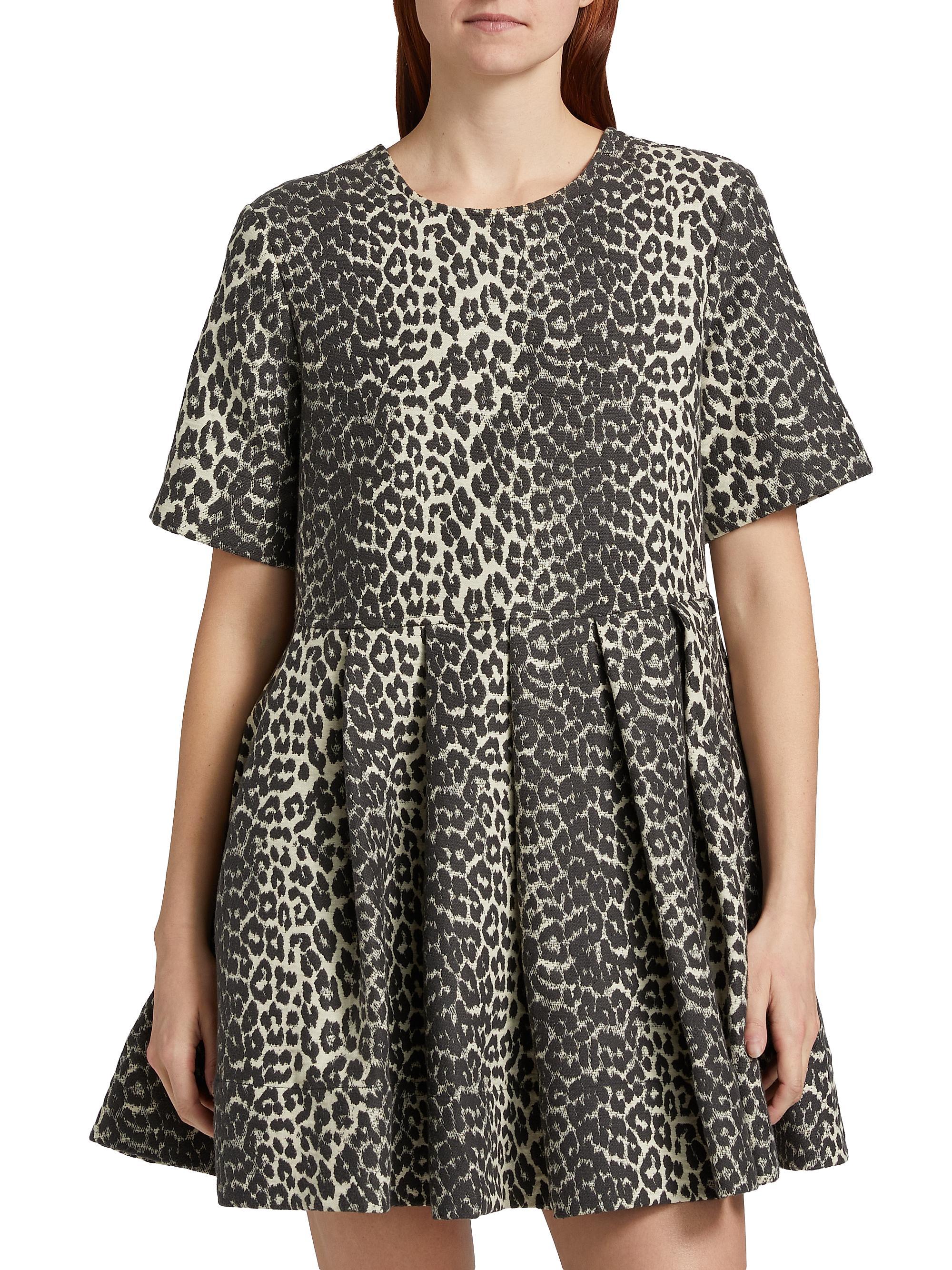 Click here for Ganni Womens Leopard Cotton Tweed Minidress - Leop... prices