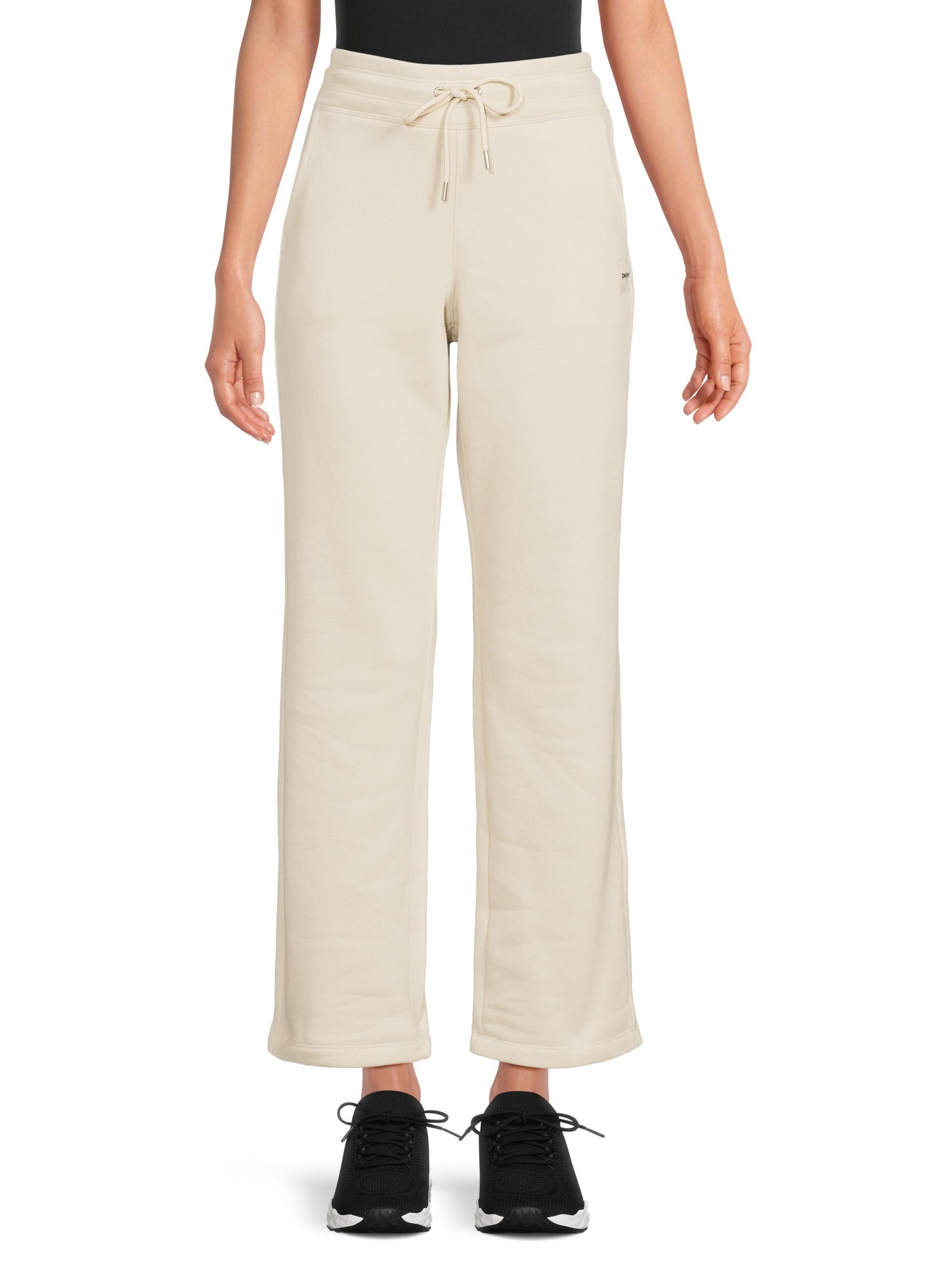 Dkny Sport Womens Tonal Logo Patch Relaxed Fit Track Pants - Oat