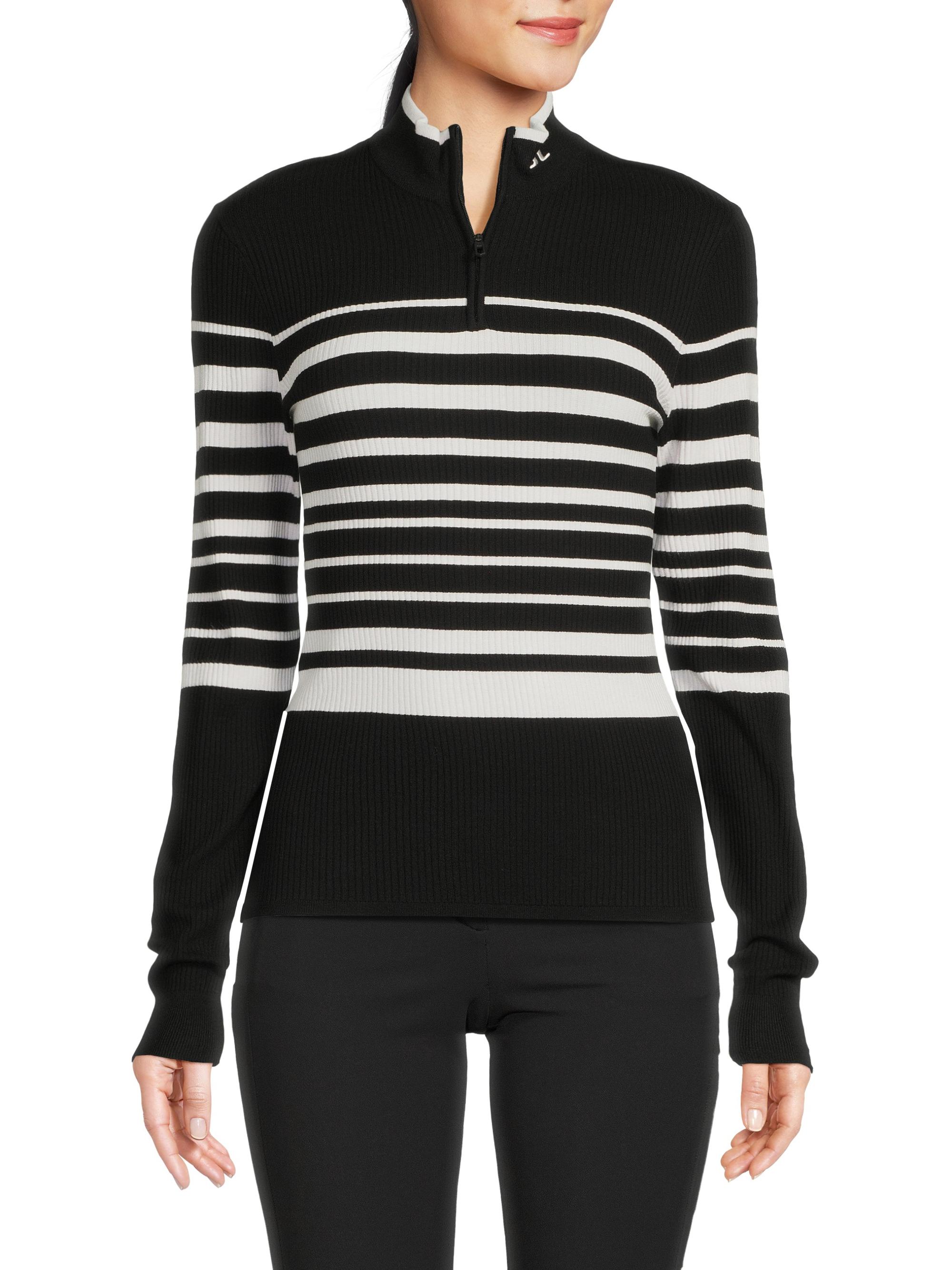 Click here for J. Lindeberg Womens Cheryl Striped Rib-Knit Sweate... prices