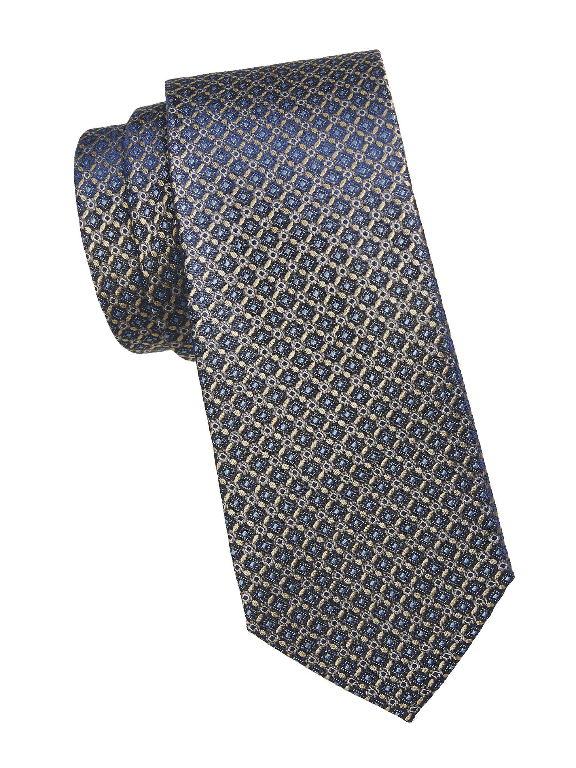 Click here for Saks Fifth Avenue Mens Geo Silk Tie - Navy Gold prices