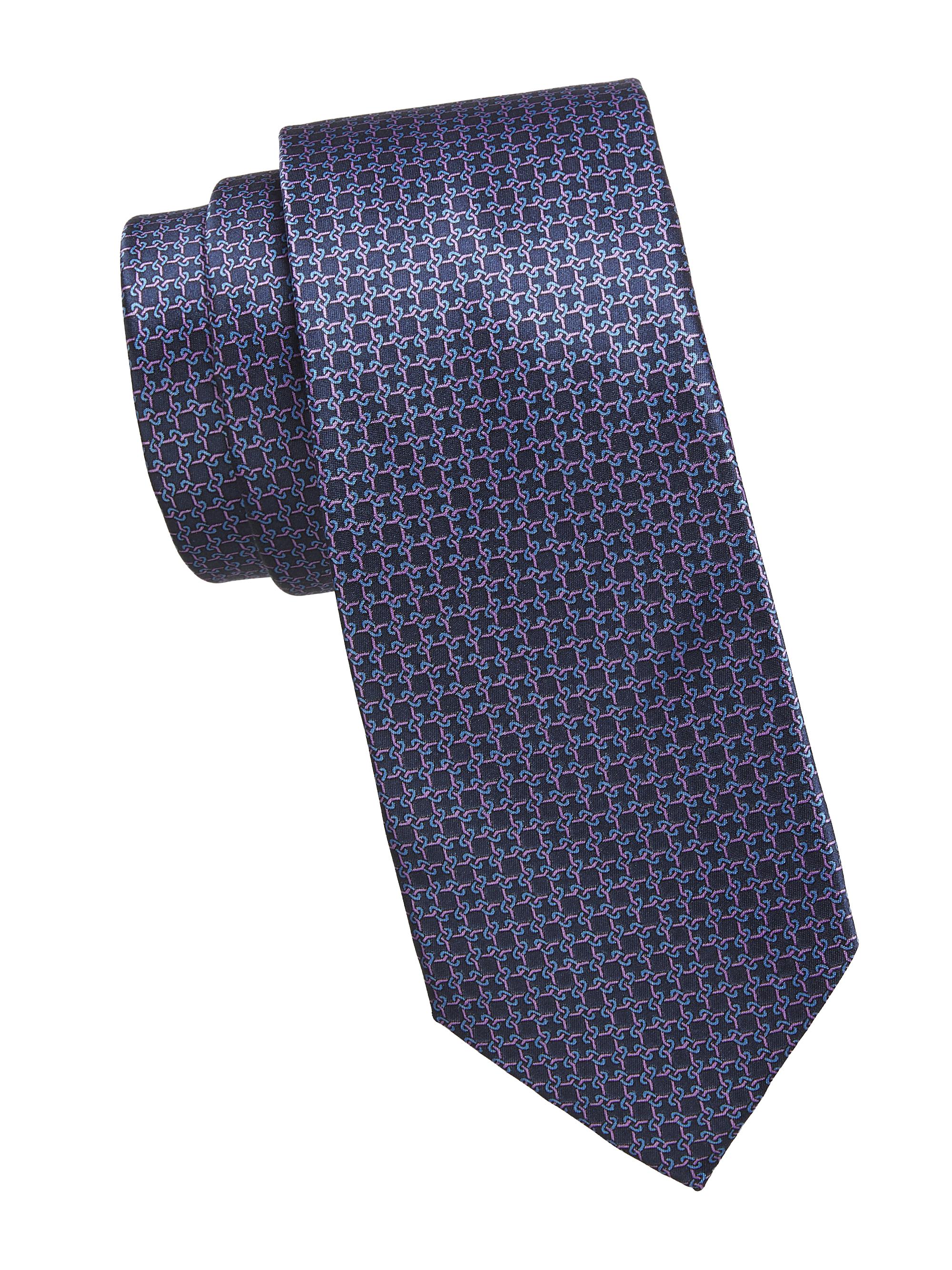 Click here for Saks Fifth Avenue Mens Links Silk Tie - Navy Laven... prices
