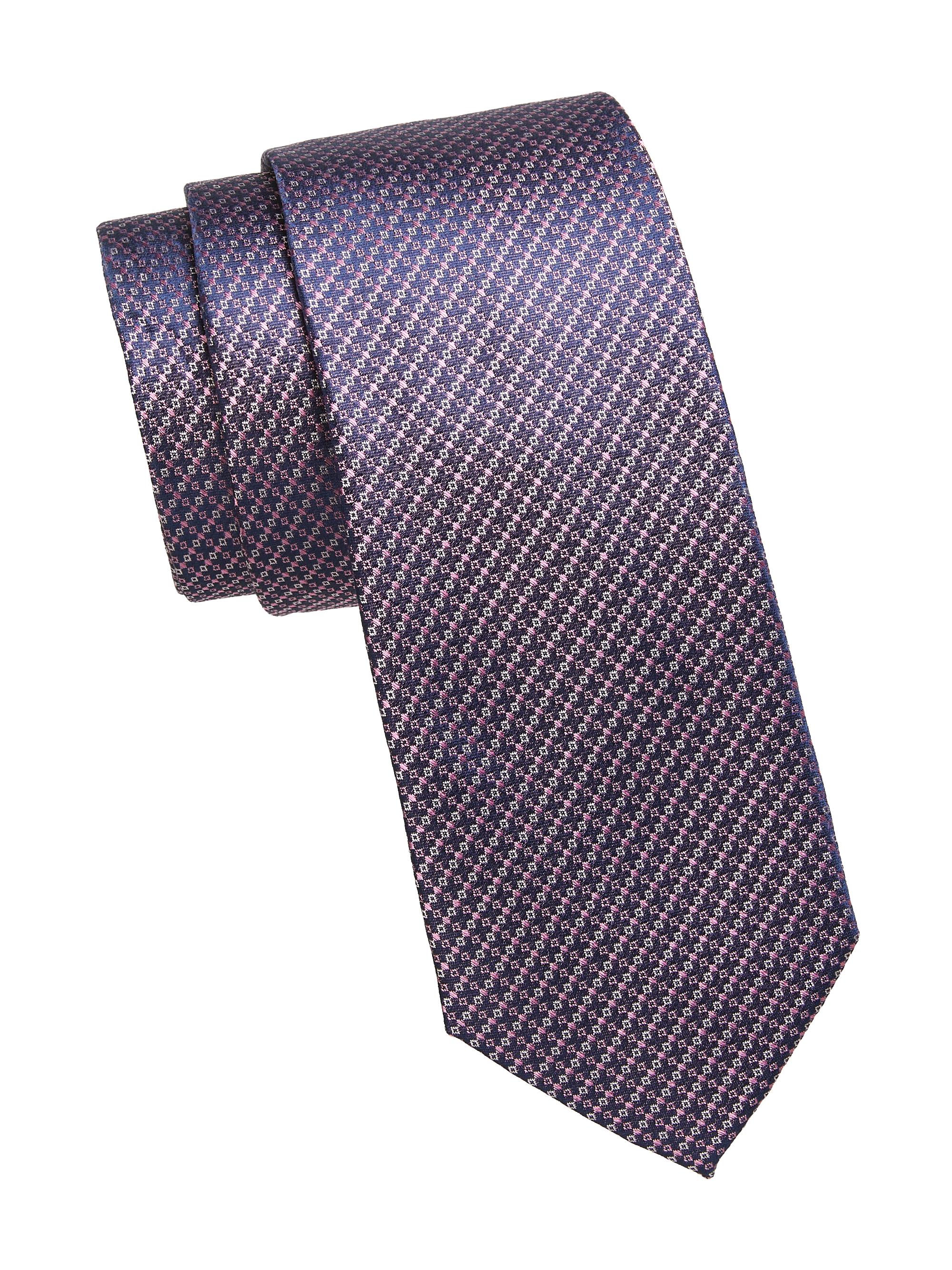 Click here for Saks Fifth Avenue Mens Geometric Silk Tie - Navy P... prices